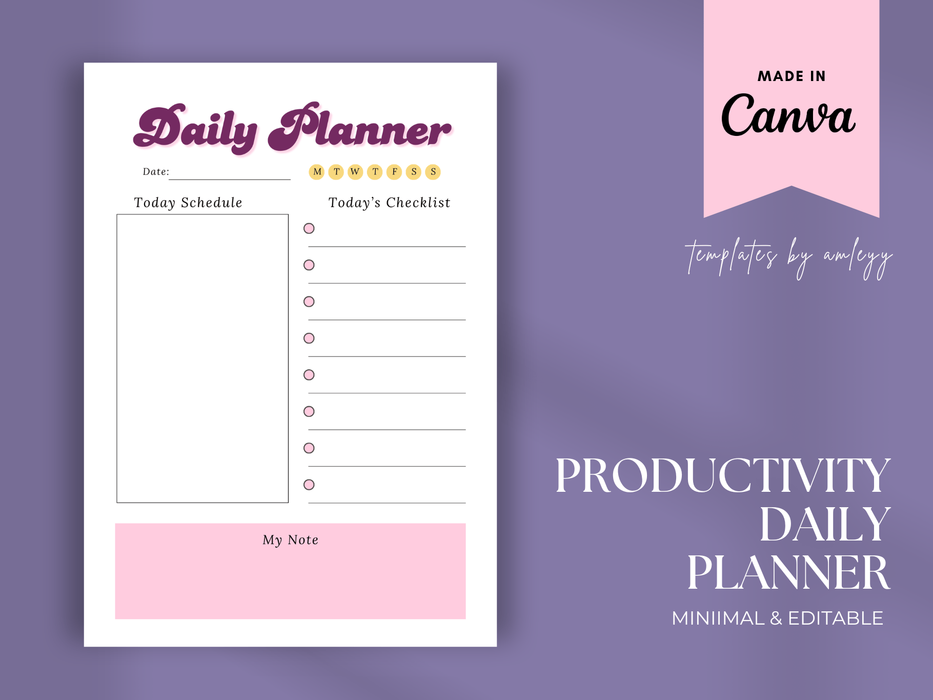 Daily To Do List Planner Template | Simple Task Planner | Productivity ...
