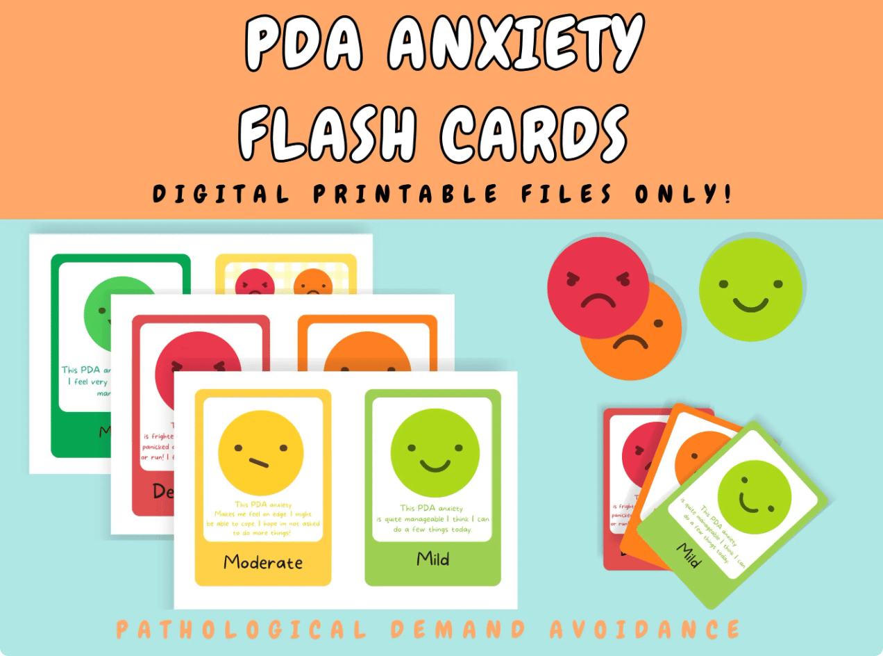 PDA, Pathological Demand Avoidance, anxiety scale cards, emotional ...