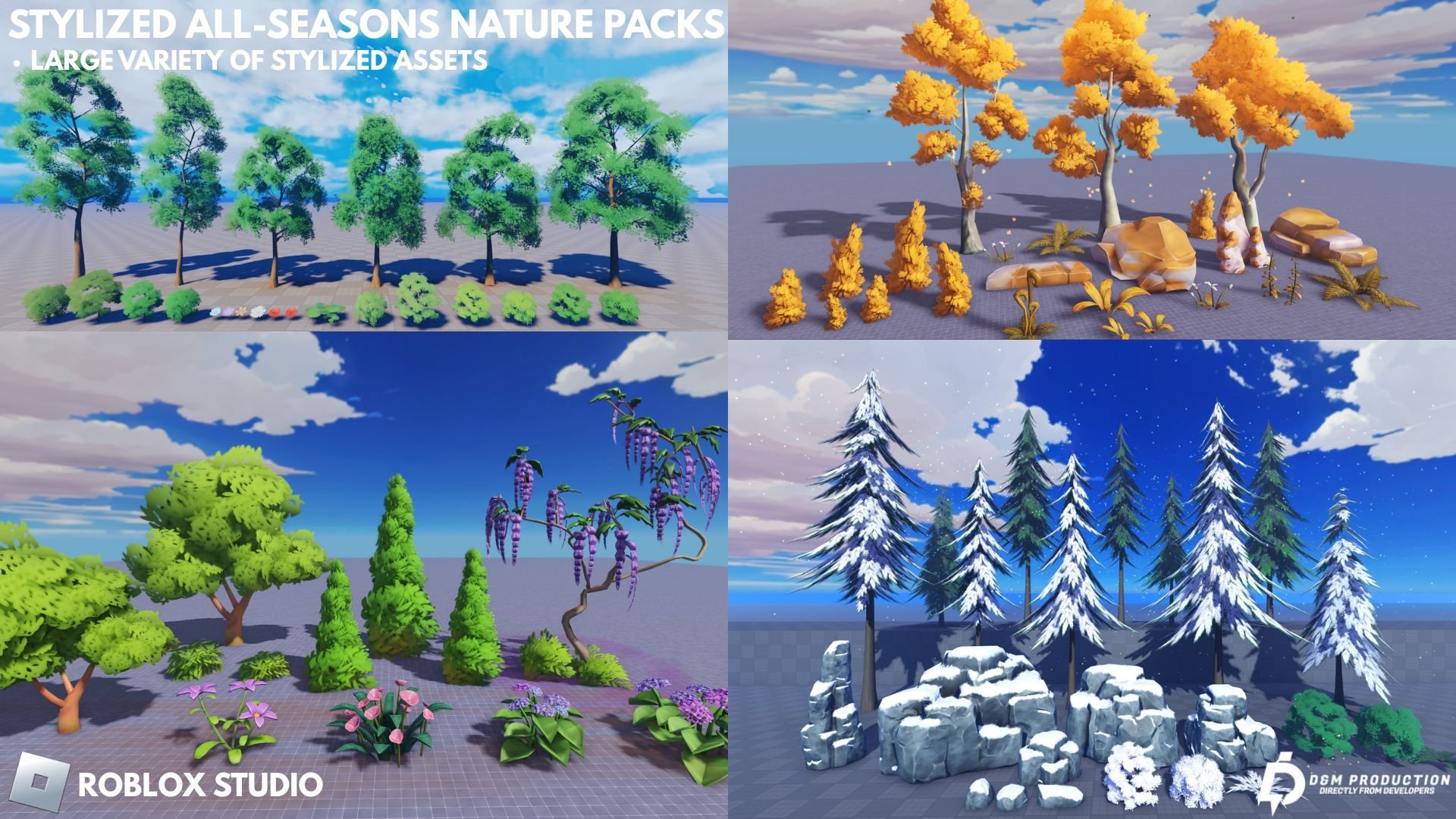 Stylized All-Seasons Roblox Vegetation Assets Bundle