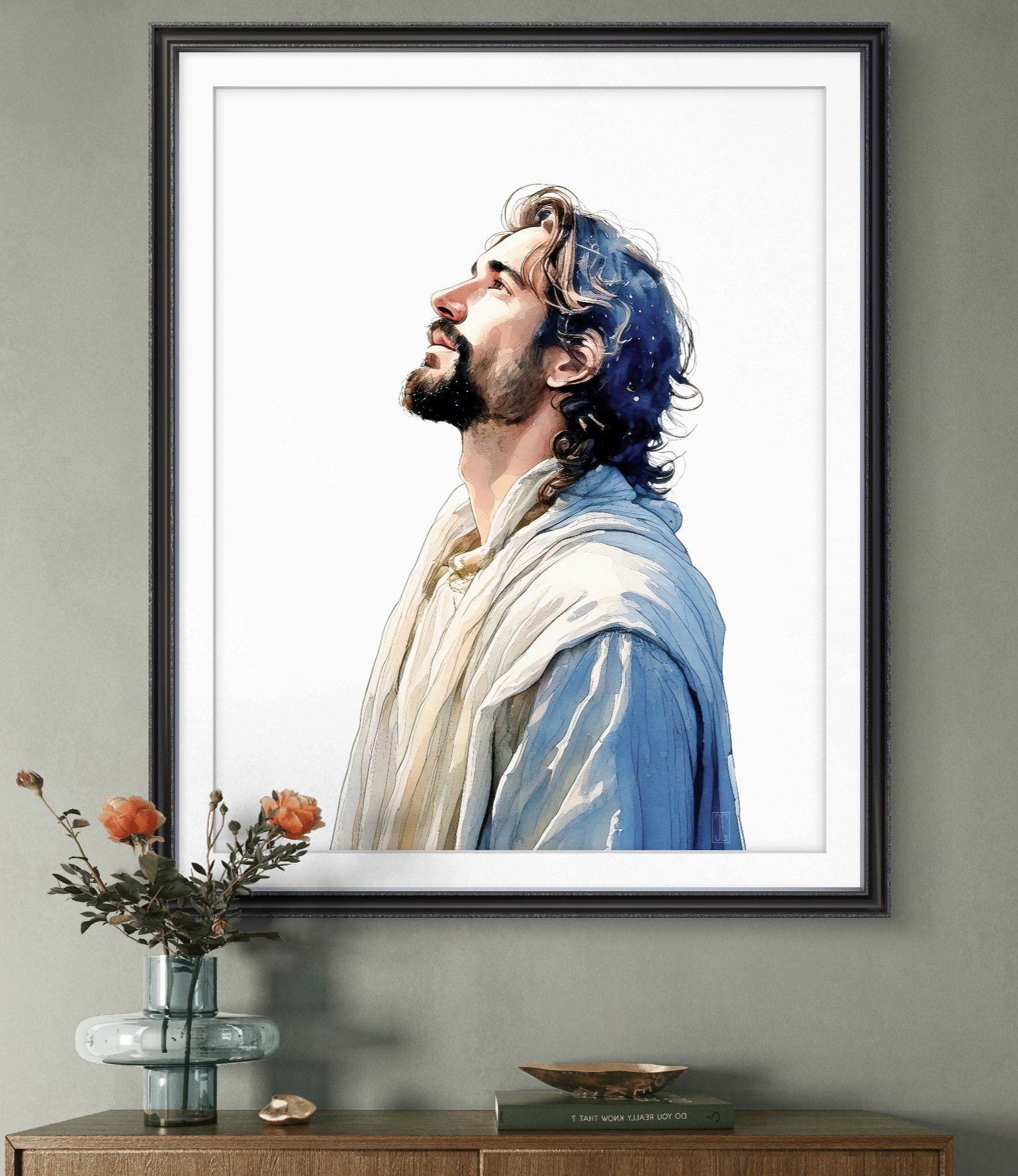 Jesus Christ Looking Up, Cool Tones – Christian Art of the Savior - Payhip
