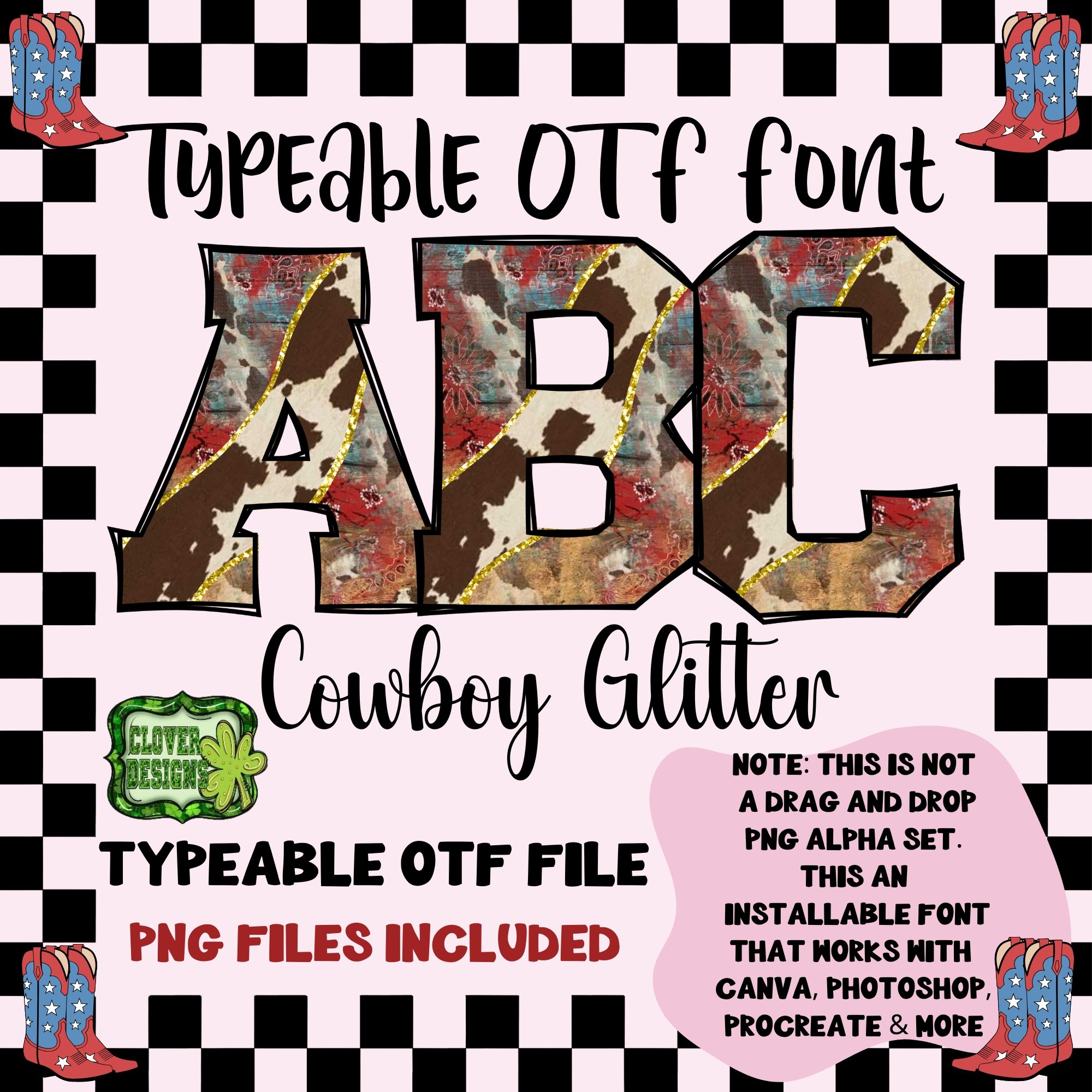 Cowboy Glitter Alphaset OTF font - Payhip
