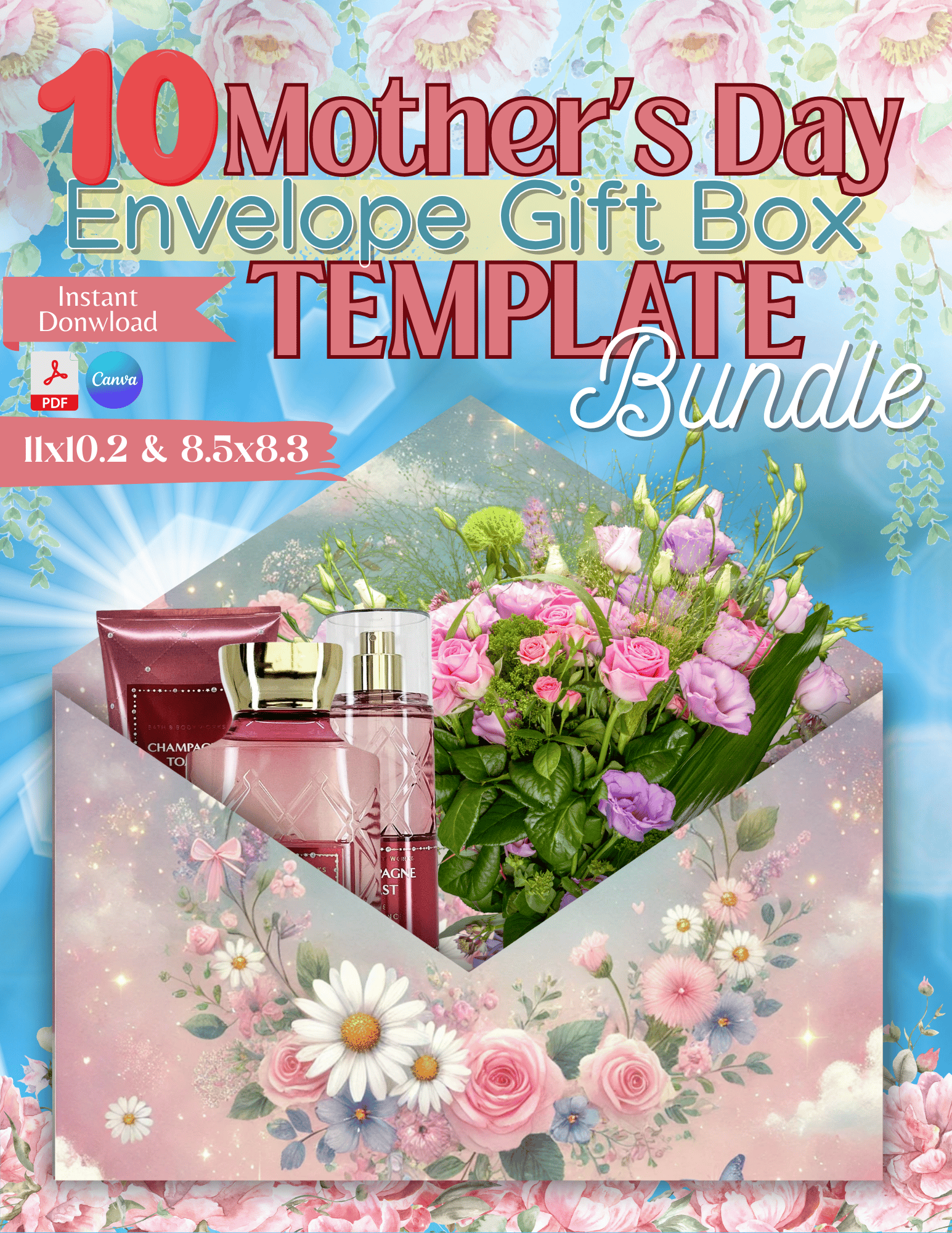 10 Mother’s Day Envelope Gift Box Template Bundle- Canva Link & PDF ...