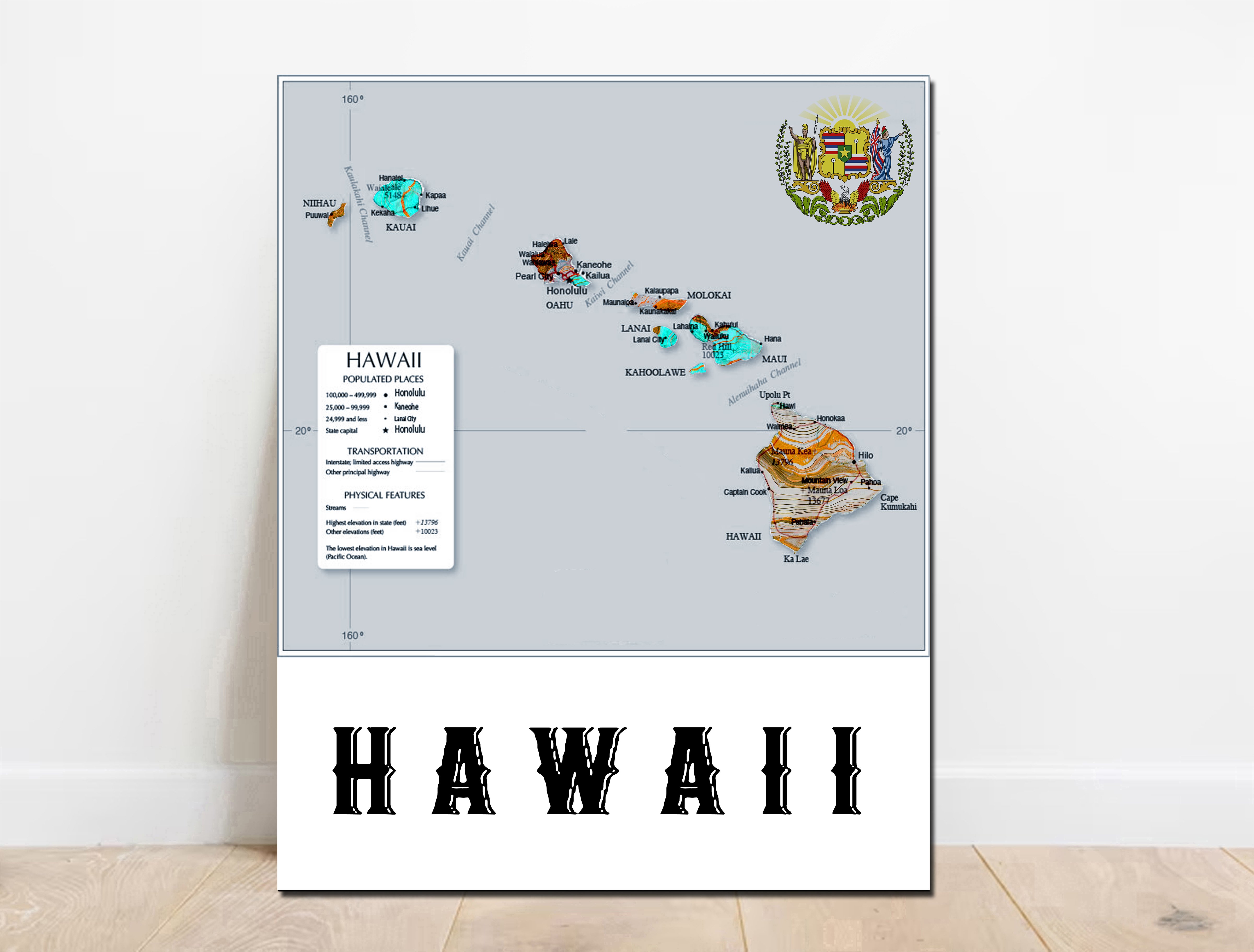 Hawaii map printable art Hawaii state map download USA map states New ...