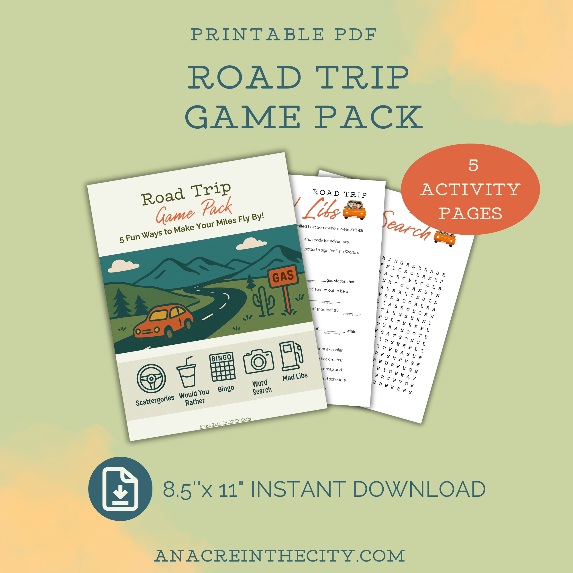Road Trip Game Pack | Family Travel Activities | Printable Road Trip ...