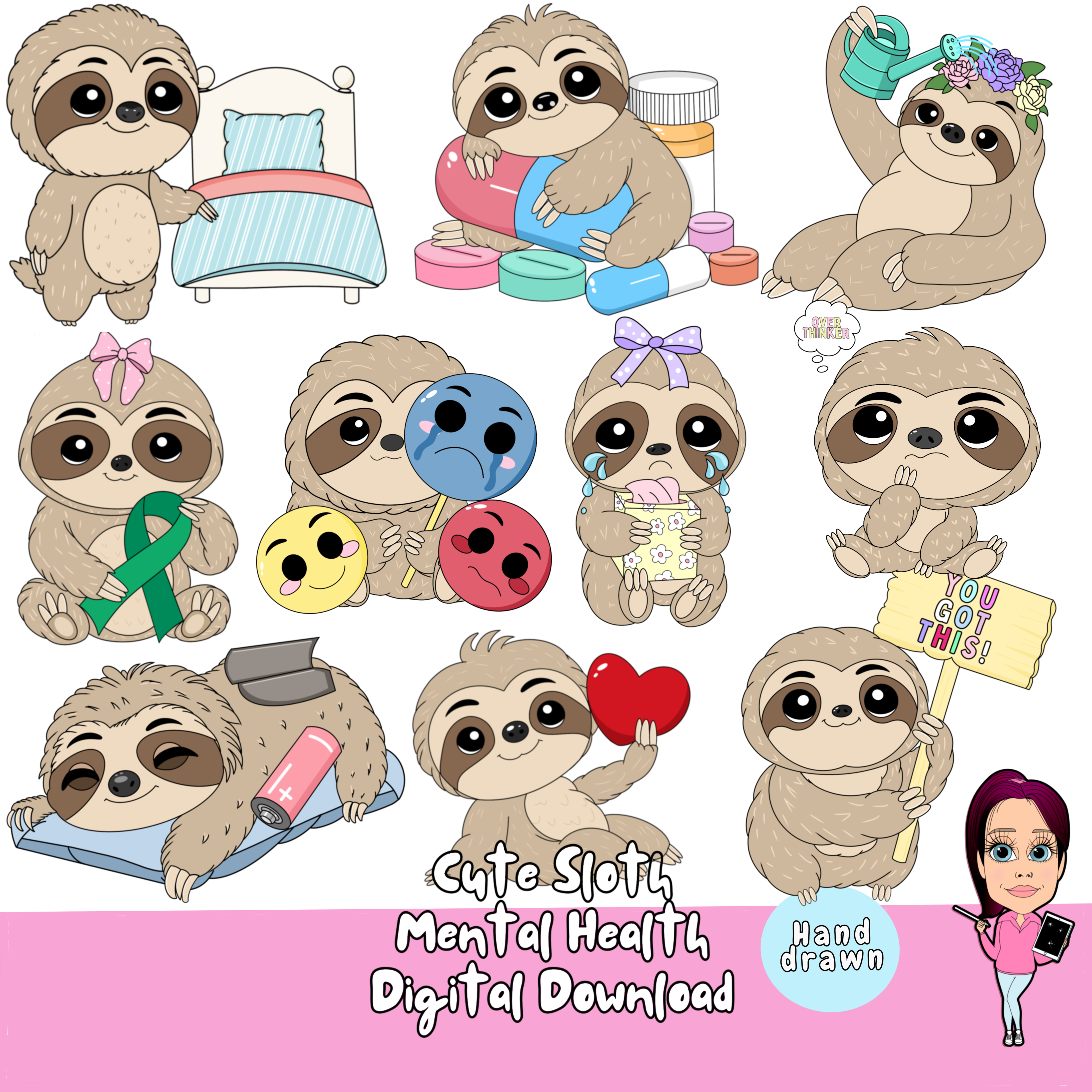 Cute Sloth Mental Health - Payhip