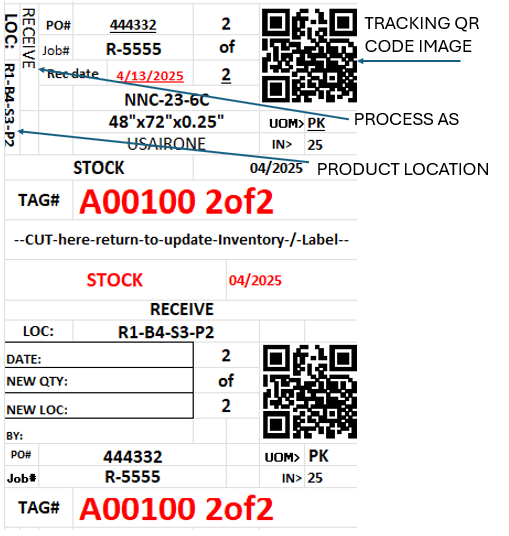 3"x2" QR code-STOCK-2 PART INVENTORY SMART LABEL TAGS