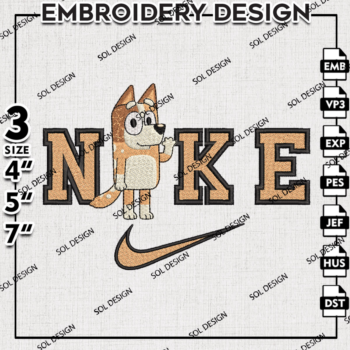 Nikee Mum Chilli Heeler Embroidery Designs, Bluey Dog Machine ...