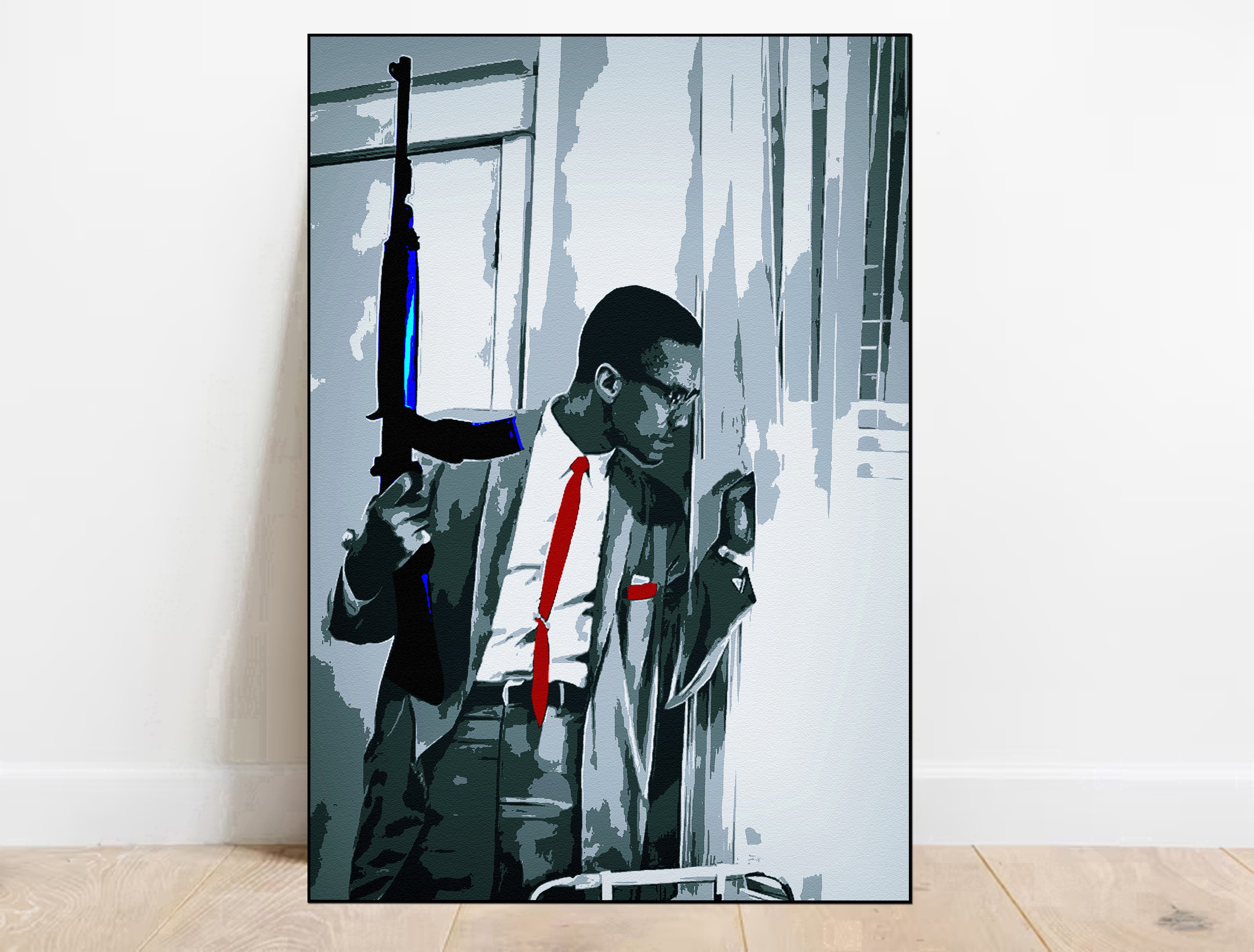 Malcolm X Portrait Digital download Printable Malcolm X holding gun art ...