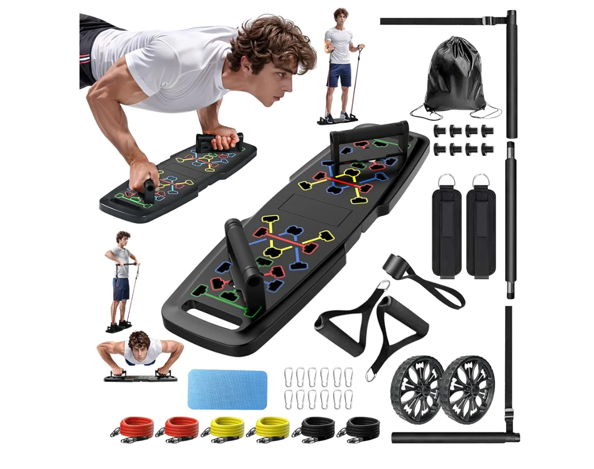 Push Up Board,Home Gym,Portable Exercise Equipment,Pilates Bar and 20 ...