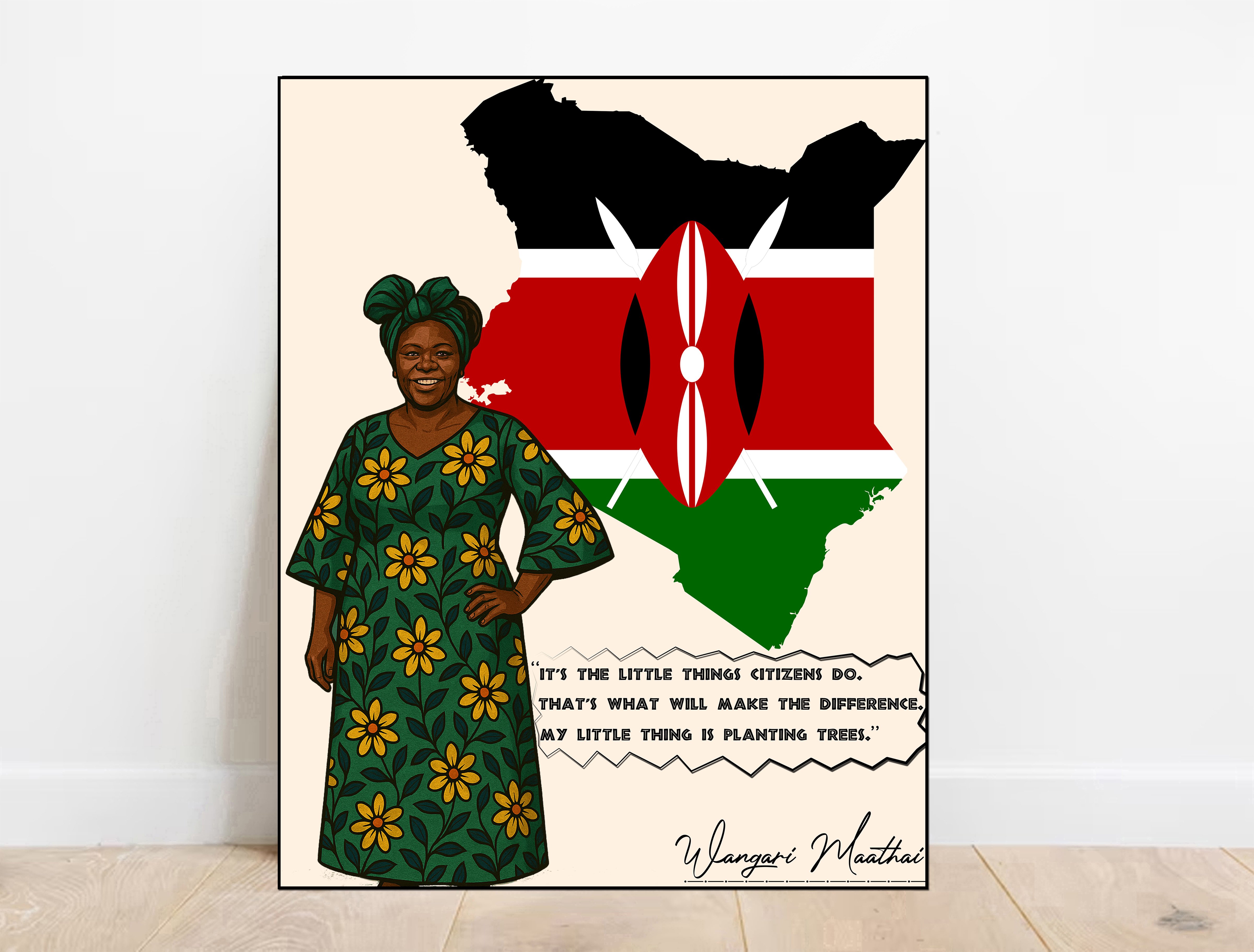 Wangari Maathai art Quotes Modern Pan African portrait Printable Kenya ...