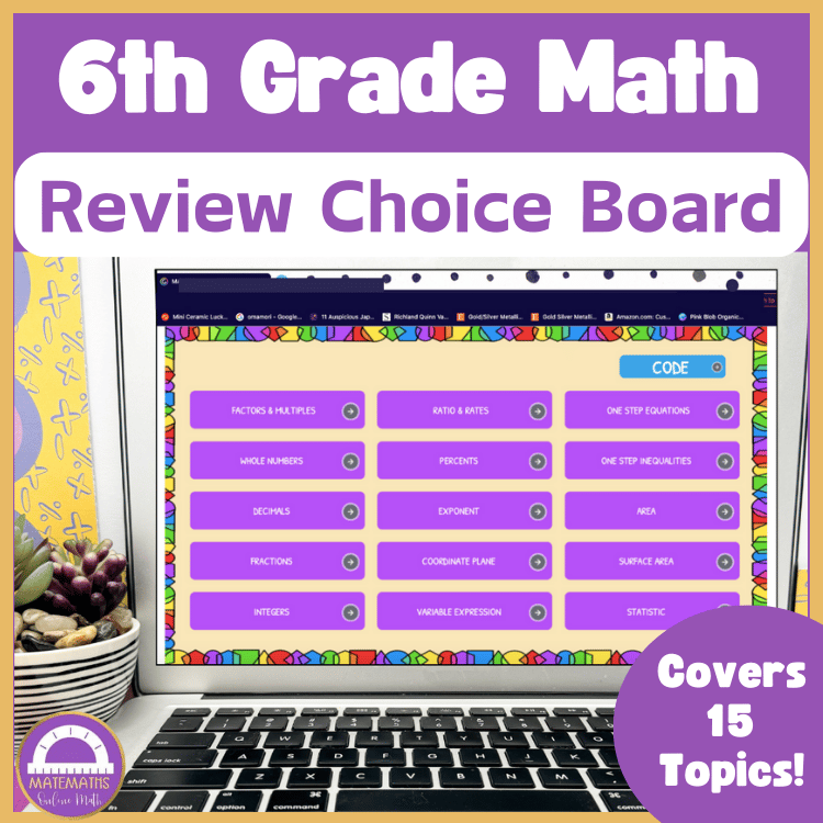No-Prep End-of-Year Math Review Choice Boards for Grades 6–8 | Digital ...
