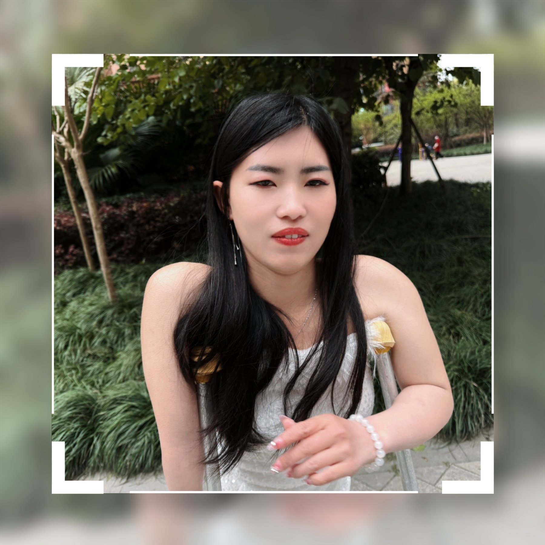 Maria: Polio Girl - Walking with crutches in a white chiffon dress - Payhip