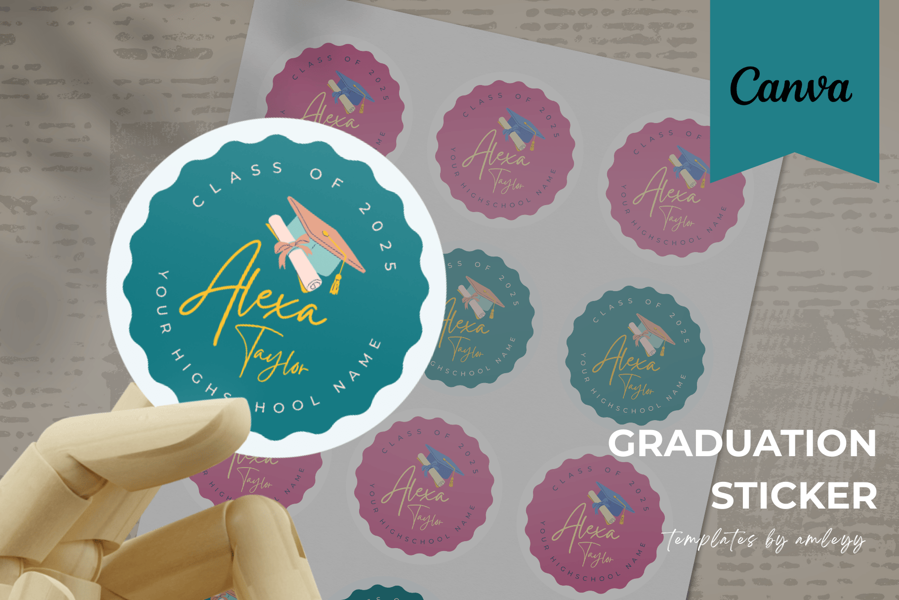 Graduation Circle Sticker – Class of 2025 Grad Party Favor, Cap and ...