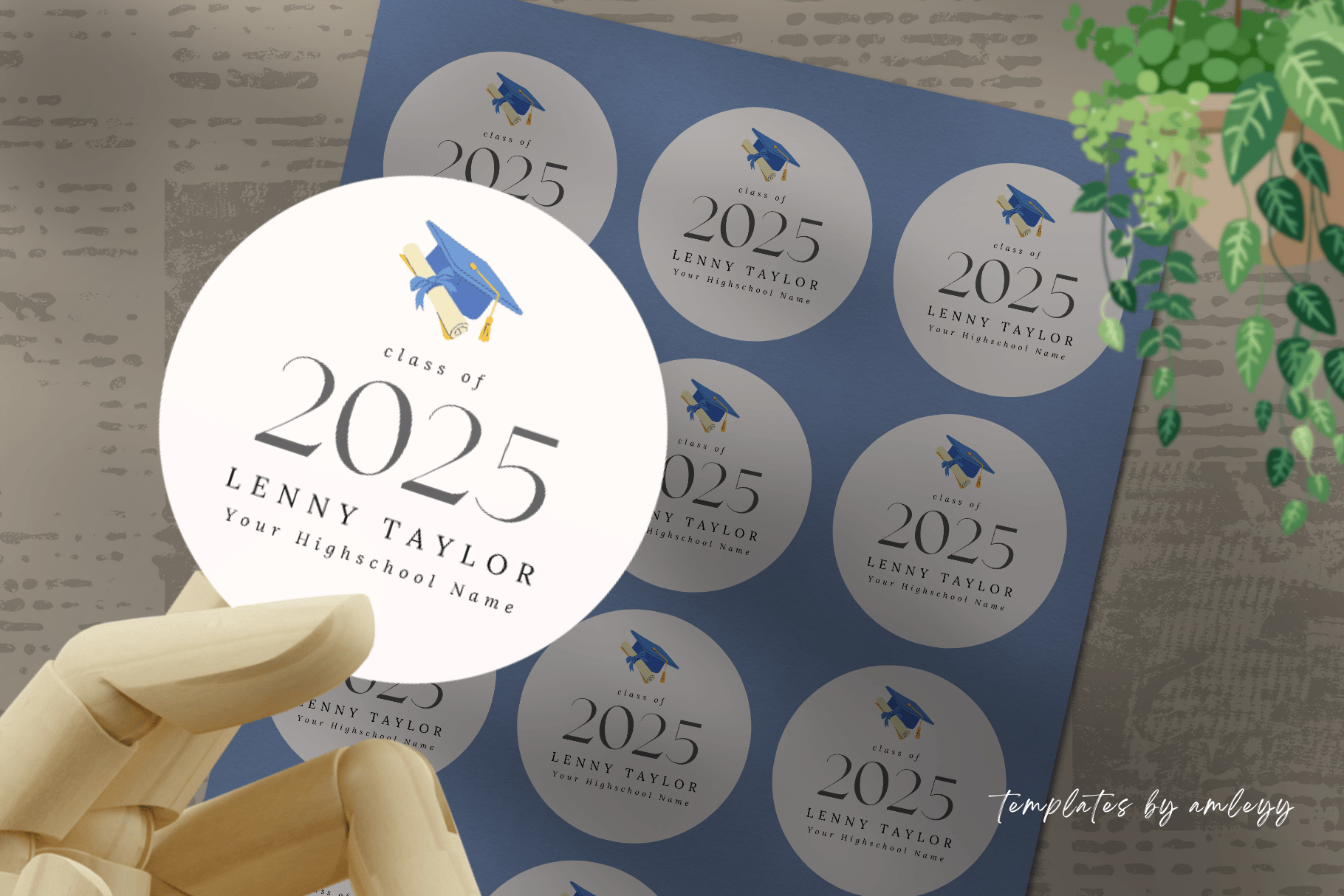 Class of 2025 Graduation Circle Sticker – Congrats Graduate Label, Cap ...