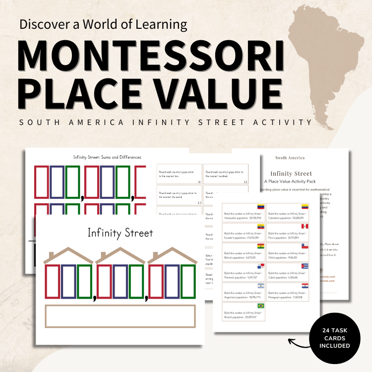 Montessori Place Value & Cultural Activity: Infinity Street with South ...