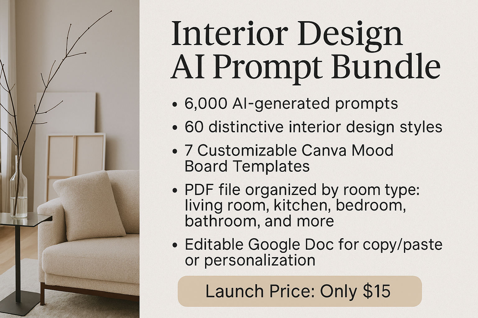6,000 Interior Design AI Prompts Bundle Canva Mood Boards Editable ...