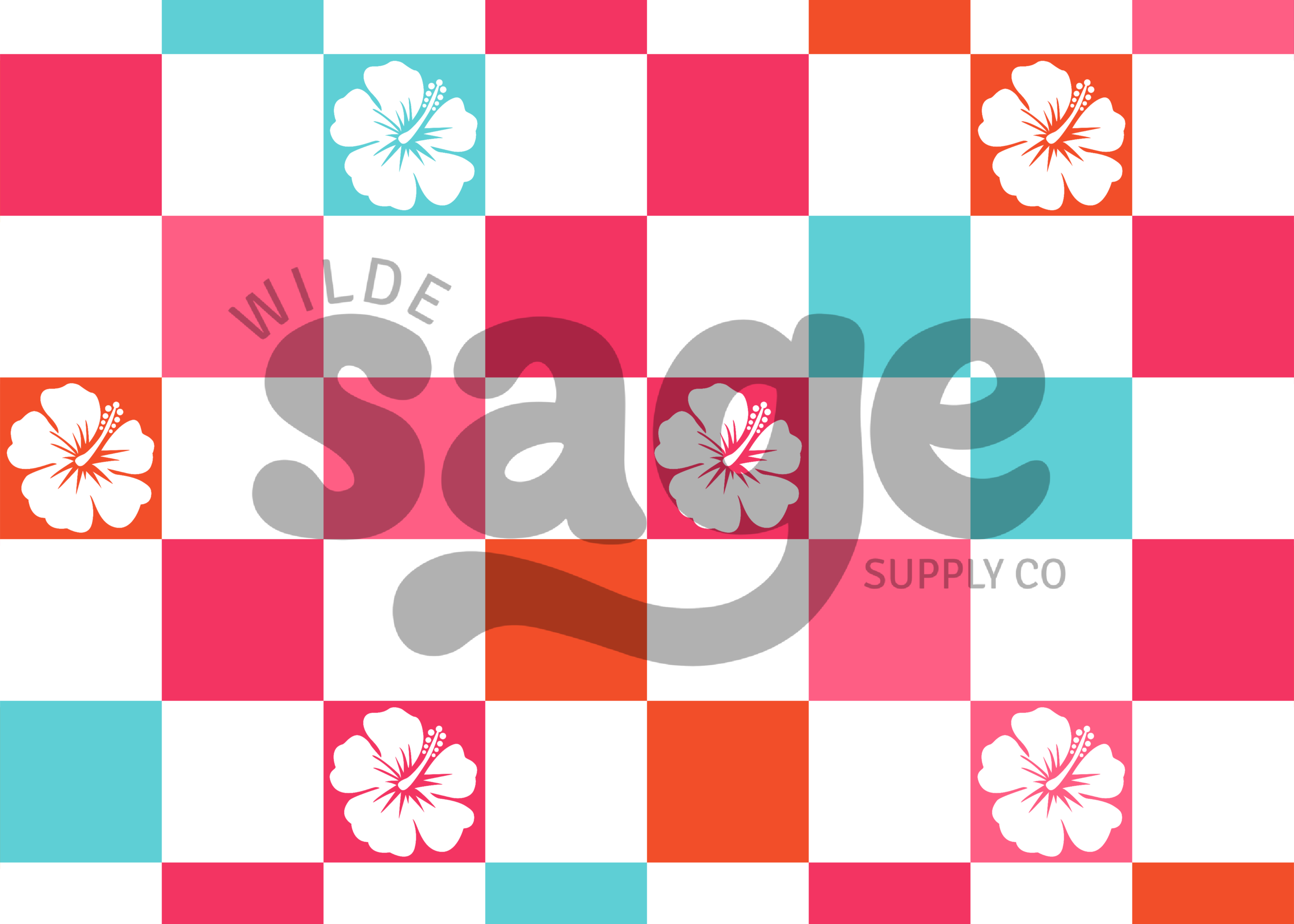 Summer Hibiscus Flower Checker Seamless - Payhip