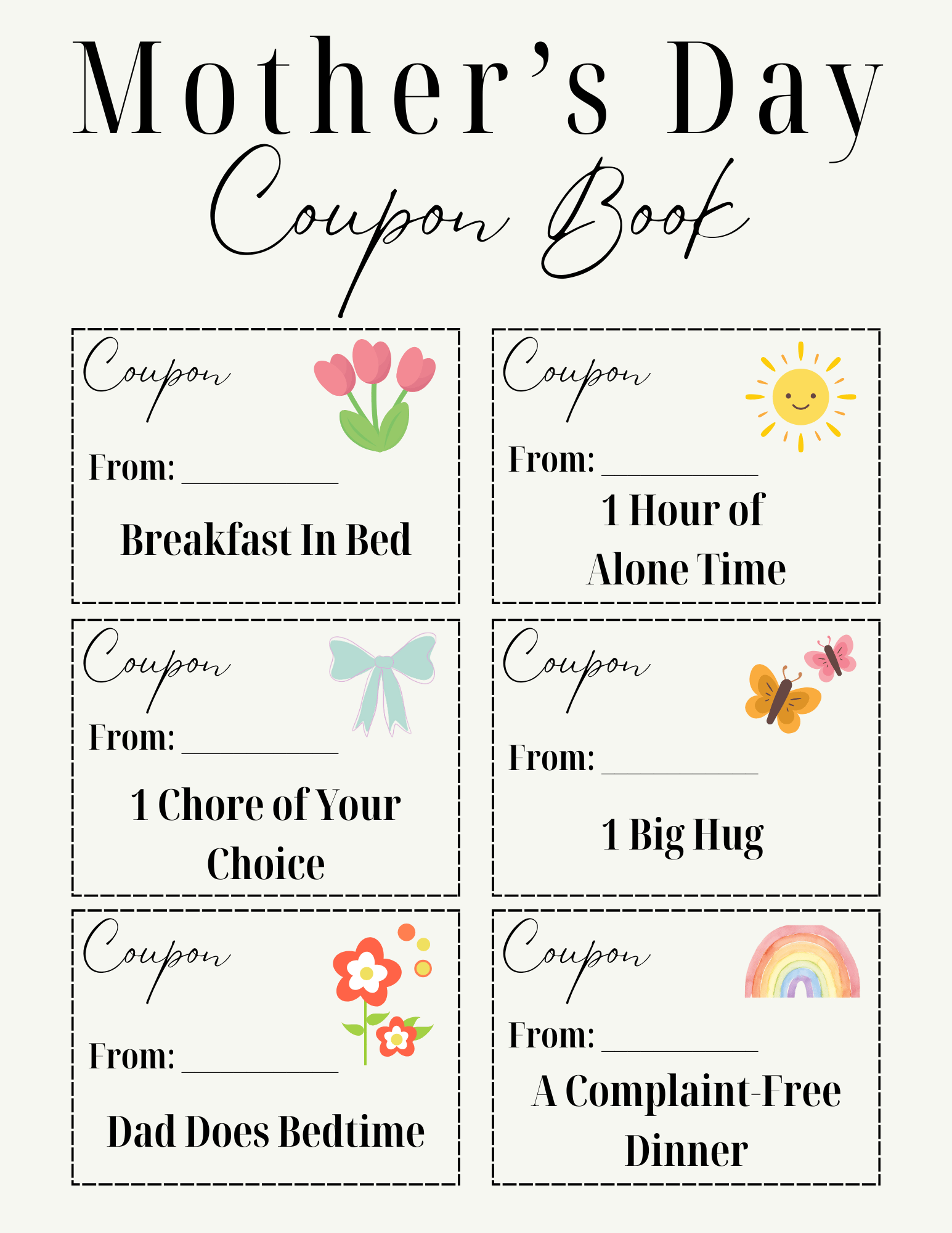 Printable Mother's Day Coupon Book – 14 Thoughtful & Fun Gifts from ...