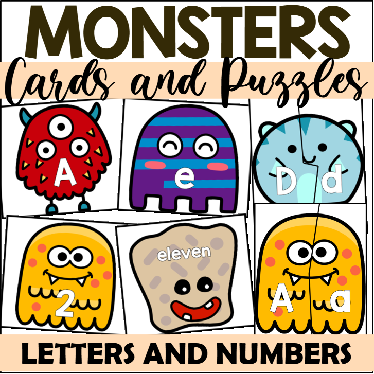 Monster Alphabet and Number Cards and Puzzles