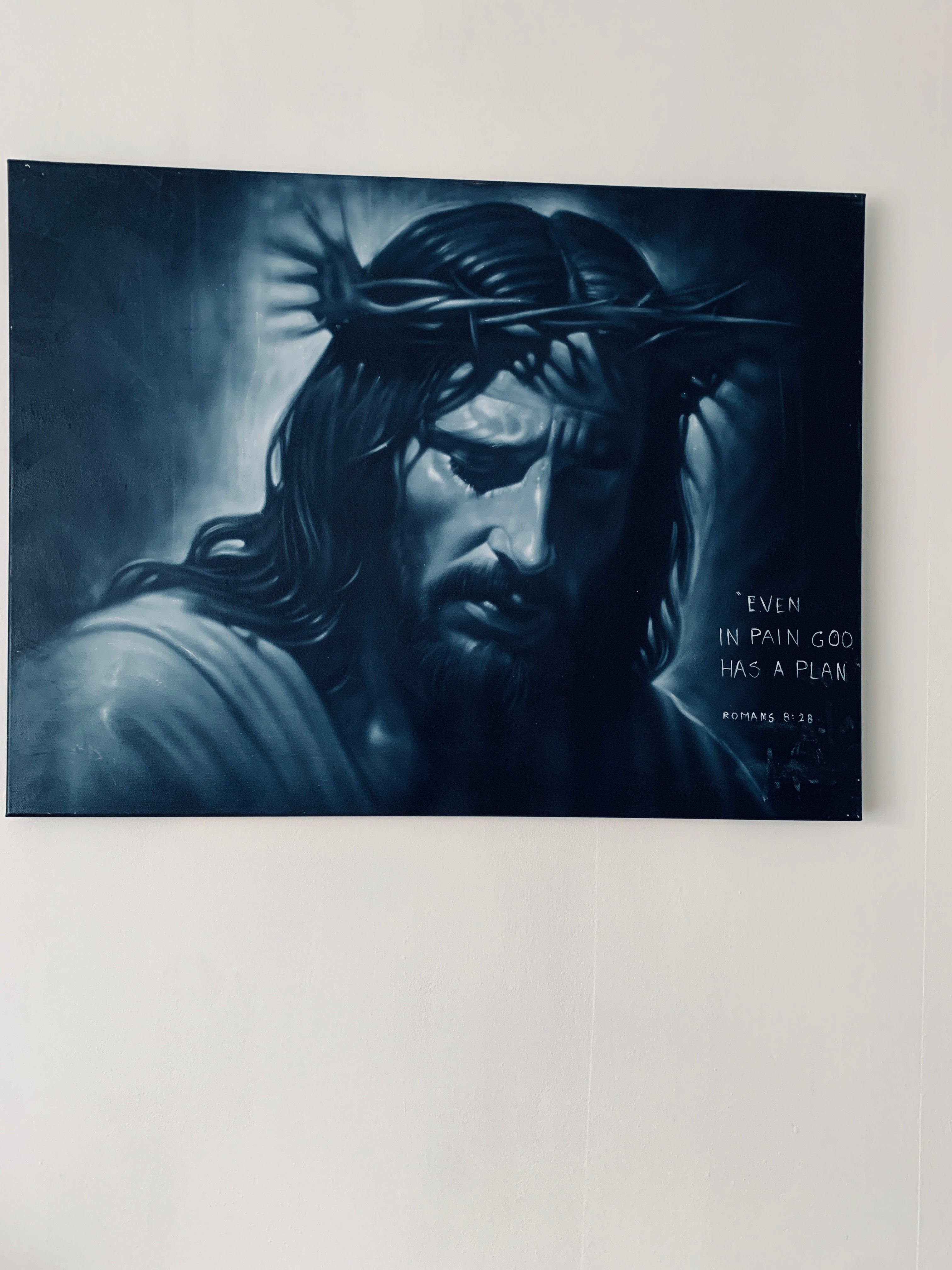 Orginal, airbrushed beautiful black white portrait of Jesus Christ on ...