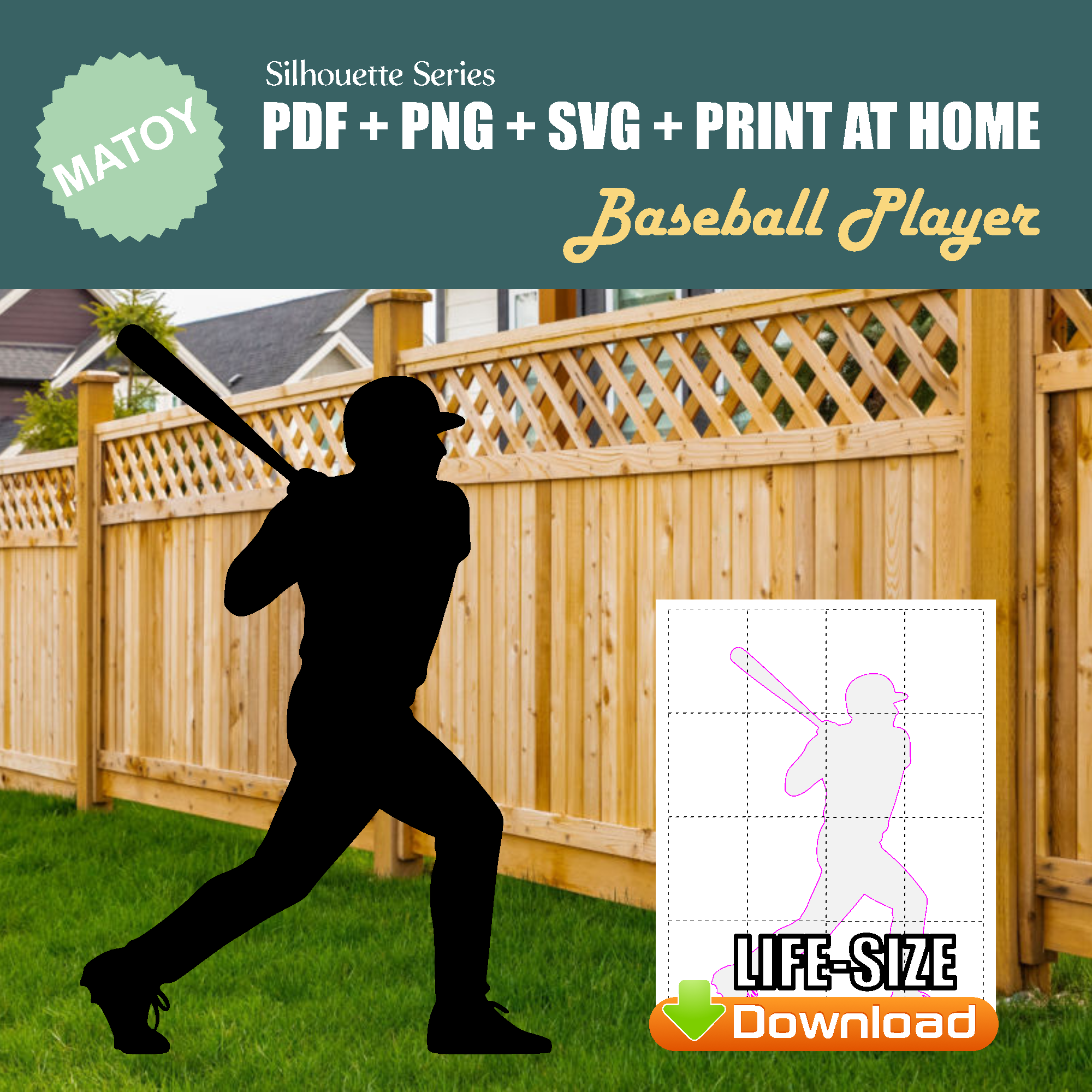 Baseball Player Champion Yard Art Pattern | Trace & Cut Stencil ...