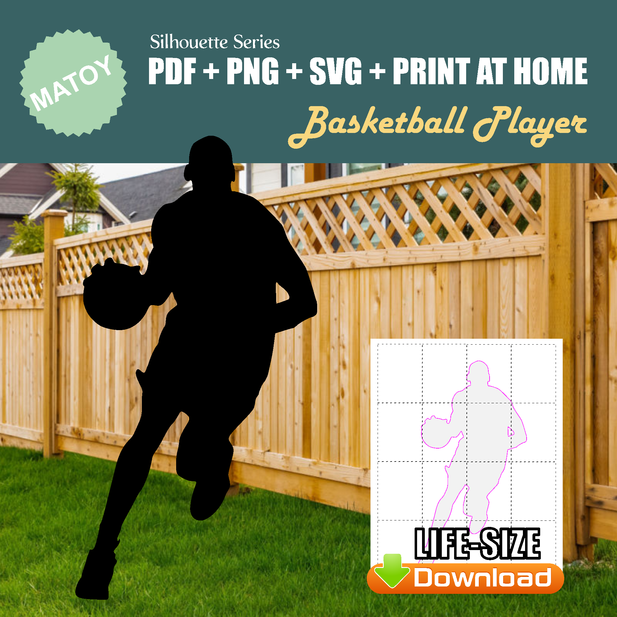 Basketball Player Wall - Yard Art Pattern | Trace & Cut Stencil ...