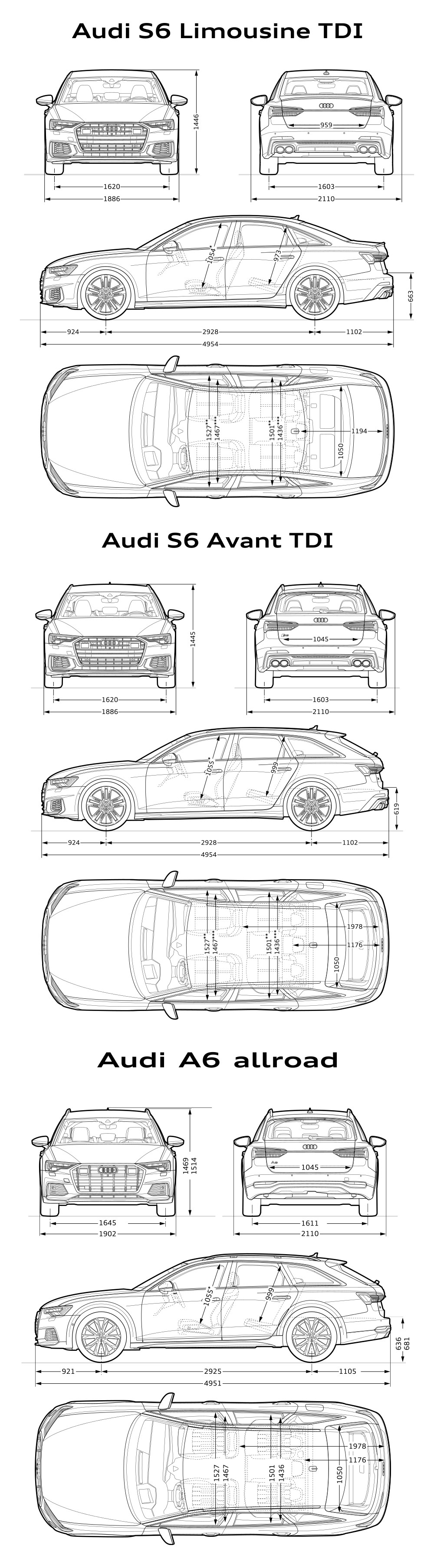Audi A6 2023 Car Blueprint PDF SVG Vector File. - Payhip