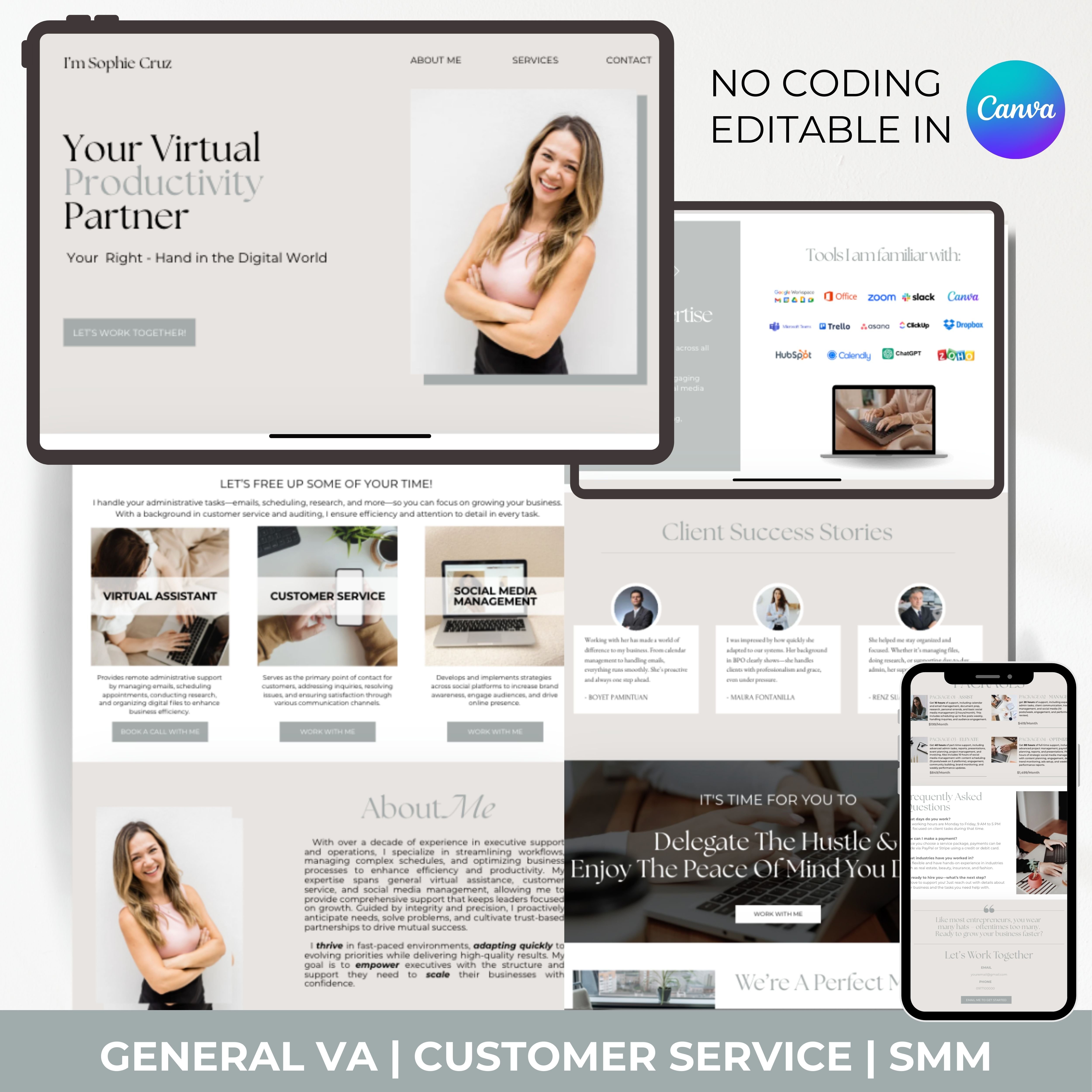 General VA | SMM | Customer Service | Portfolio Template - Payhip
