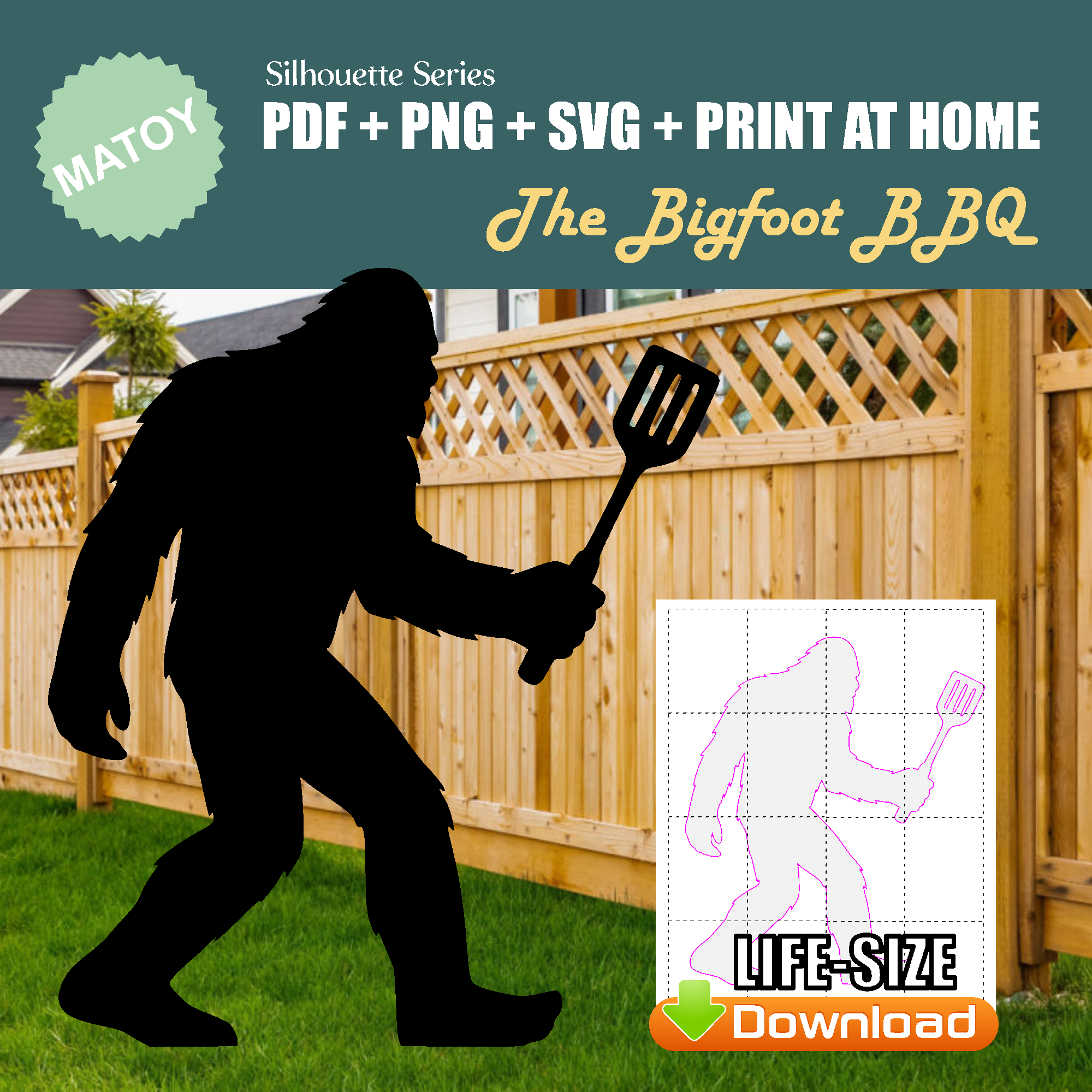 Giant Sasquatch Bigfoot BBQ Yard Art Pattern | Full-Color Printable ...