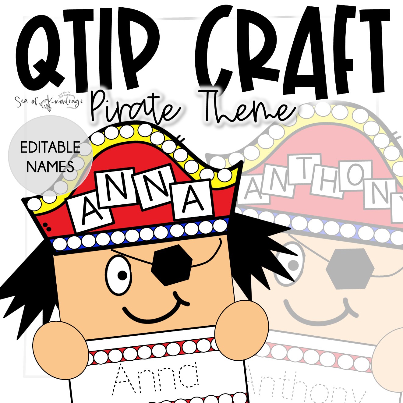 Pirate Name Craft | Bulletin Board Ideas | Q tip Painting - Payhip