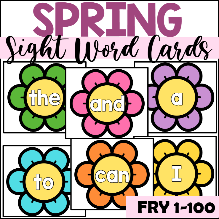 Spring Sight Word Cards for Fry 1-100