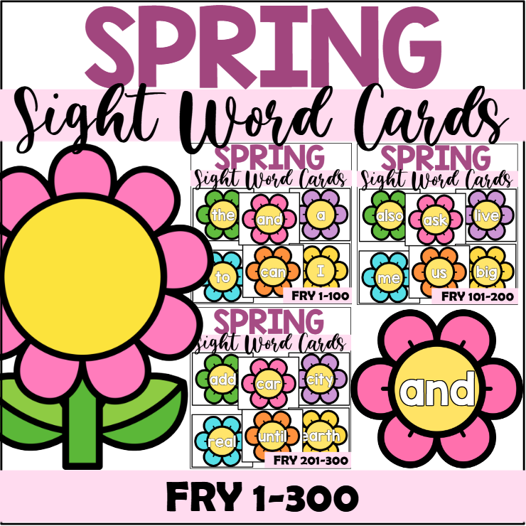Spring Sight Word Cards for Fry 1-300