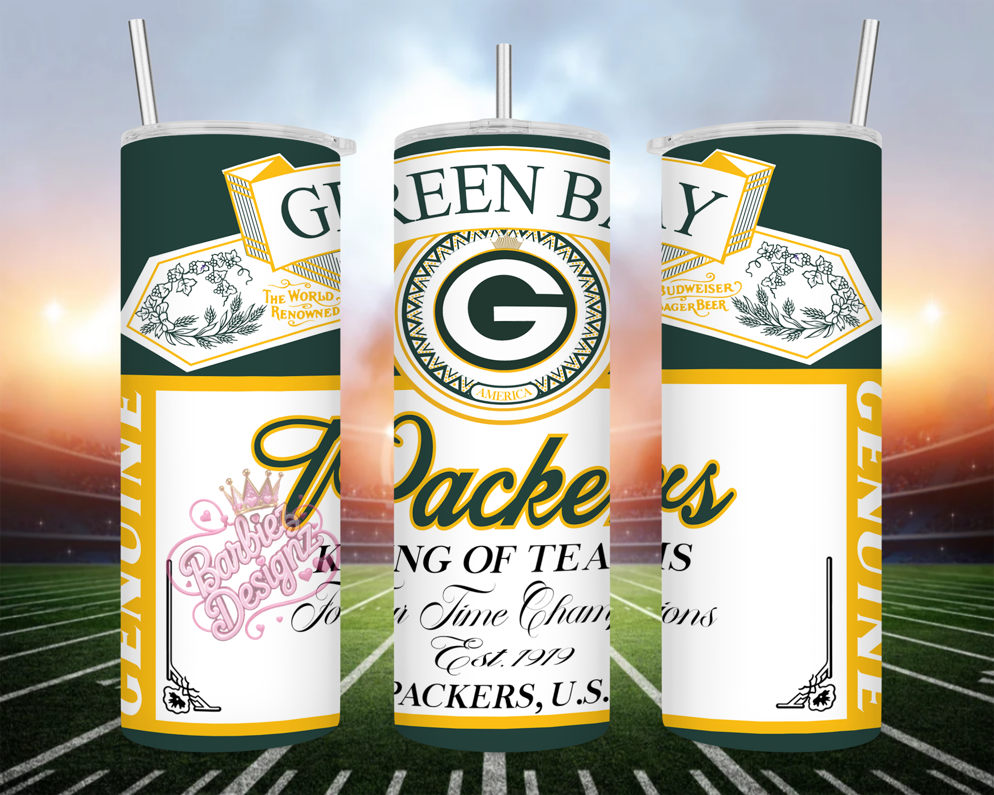 Green Bay Packers - 20 oz Skinny Tumbler Wrap - Sublimation Design ...