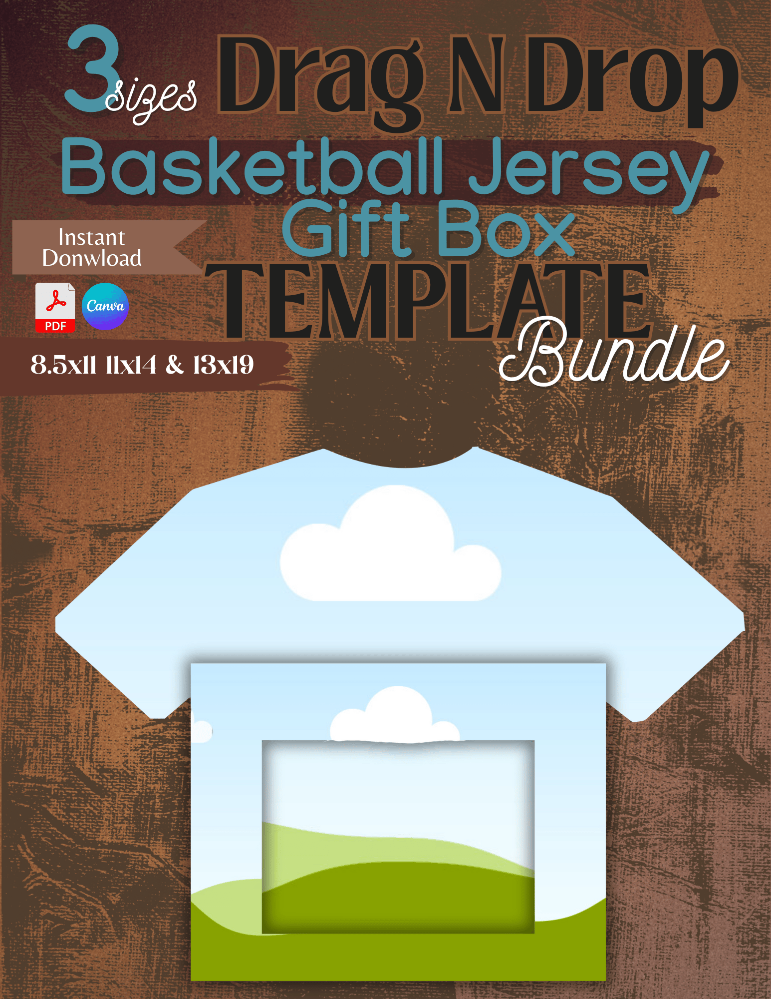 3 Drag N Drop Half T-Shirt Half Gift Box Template Bundle- Canva Link ...