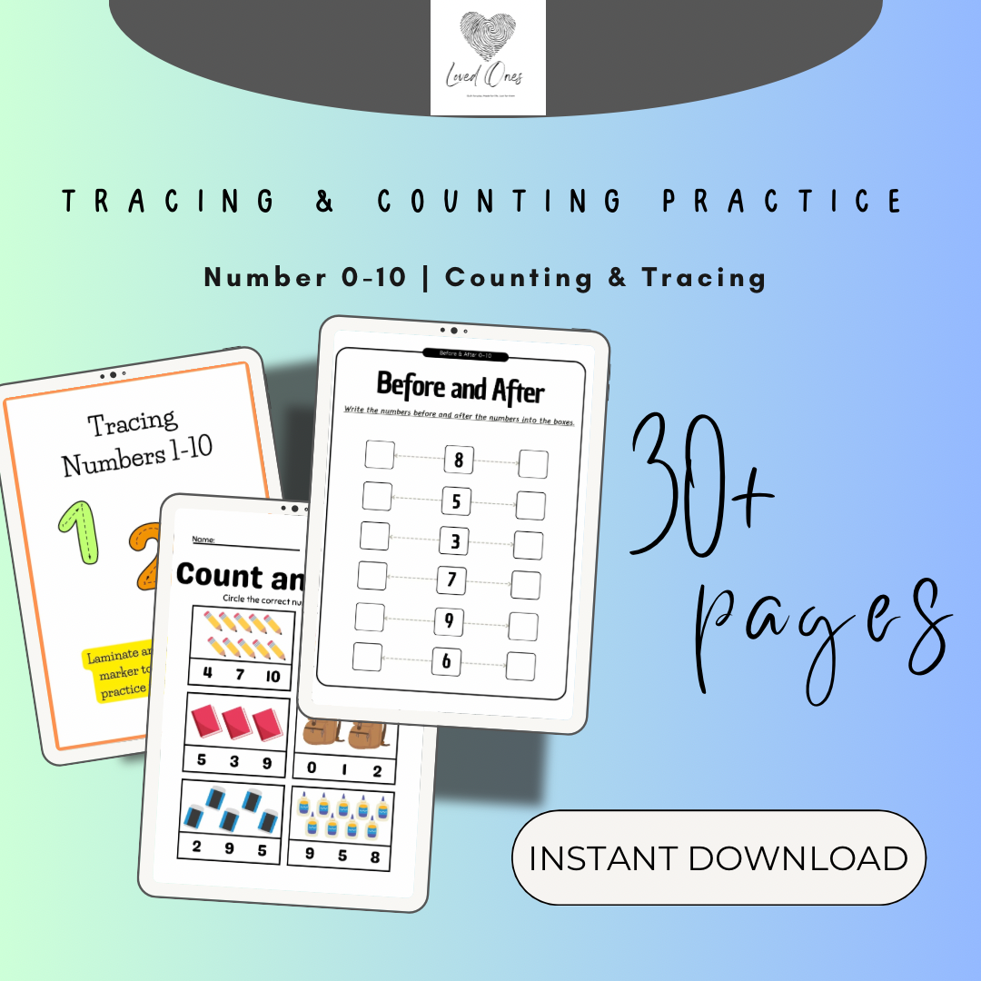 Tracing & Counting Numbers 1–10 – Write & Wipe Practice Sheets ...