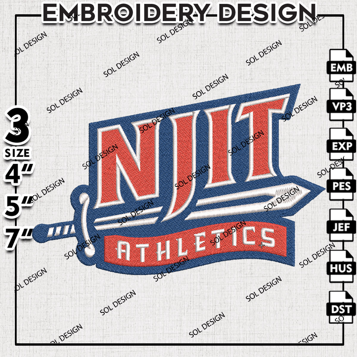 NCAA NJIT Athletics Team Logo Embroidery Designs, NCAA NJIT Highlanders ...