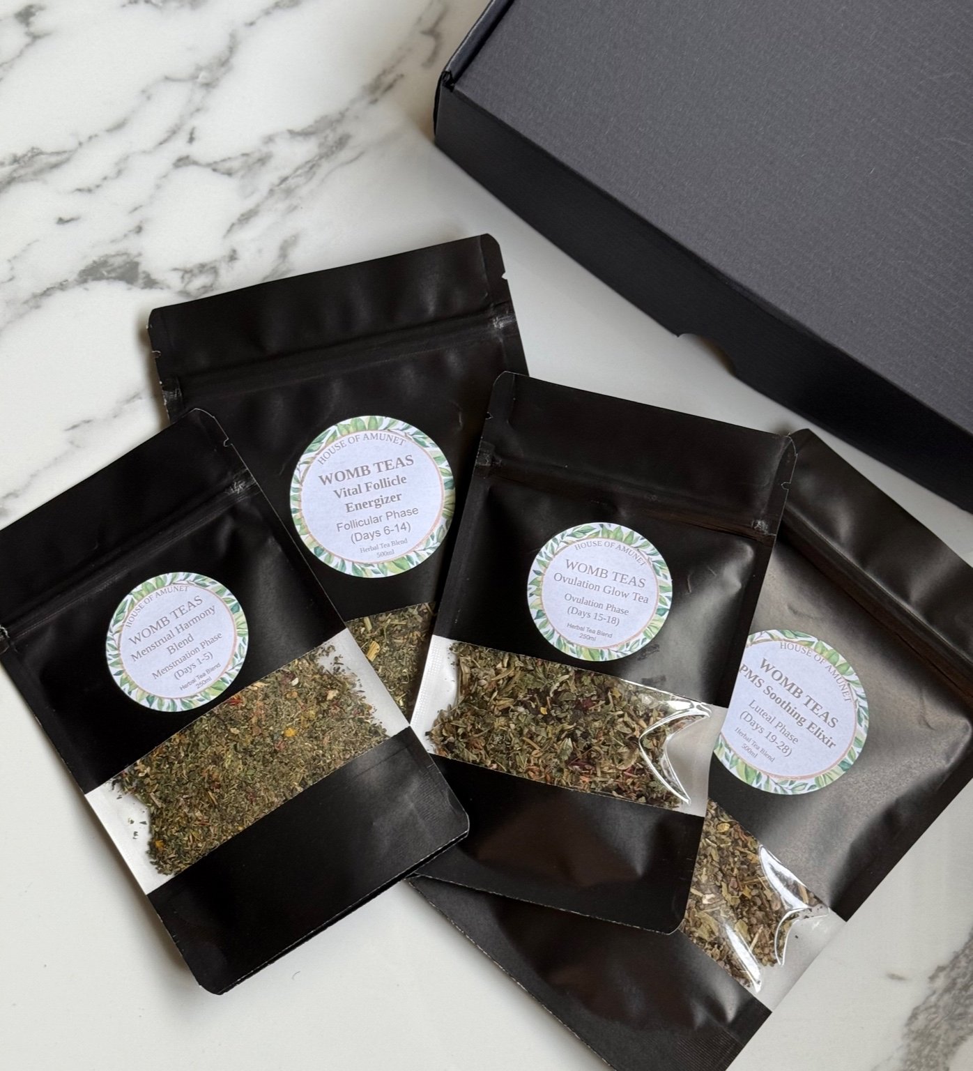 Womb Tea Full Cycle Pack | 4 Herbal Blends for Your Menstrual Phases ...