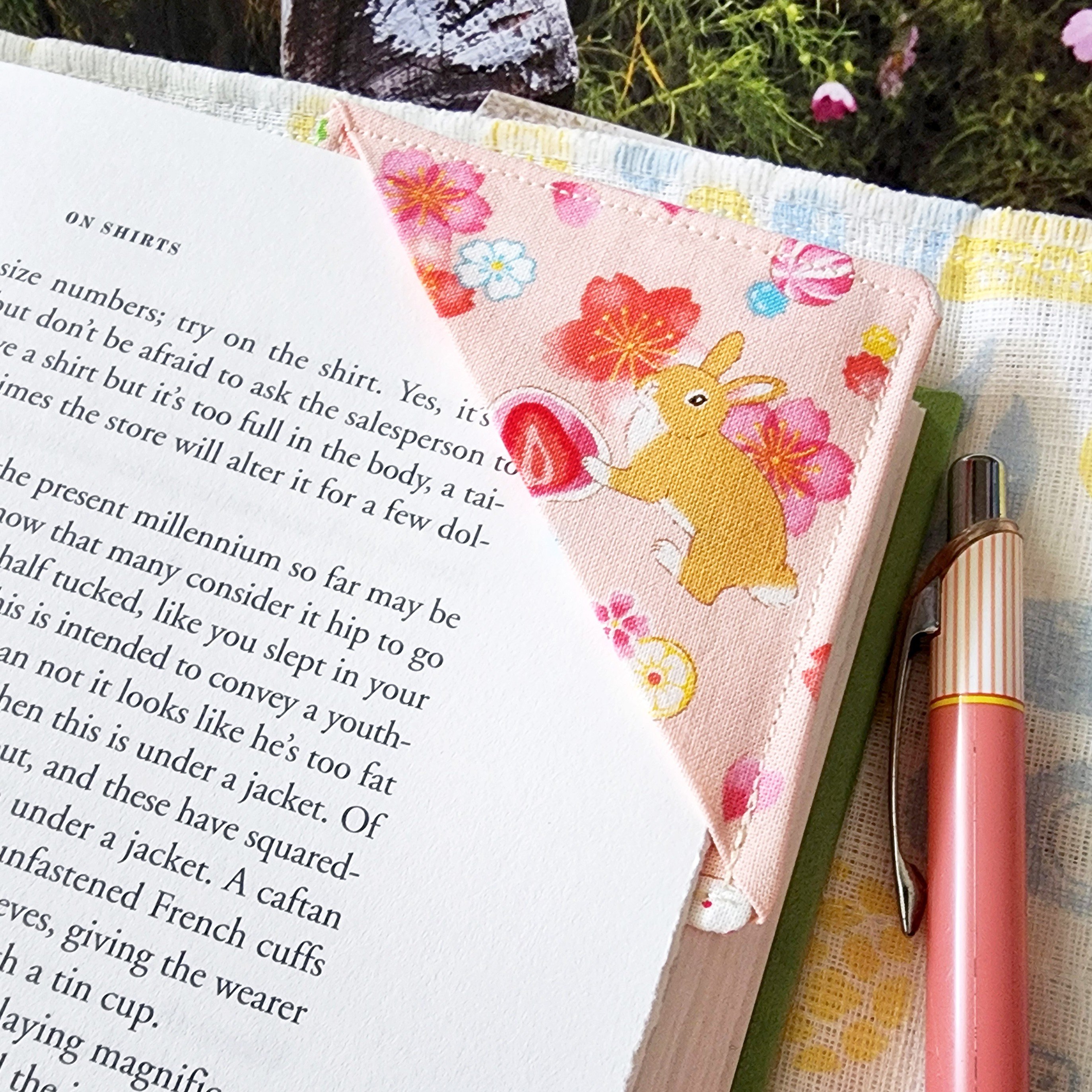 Pink Bunny Fabric Corner Bookmark - Payhip
