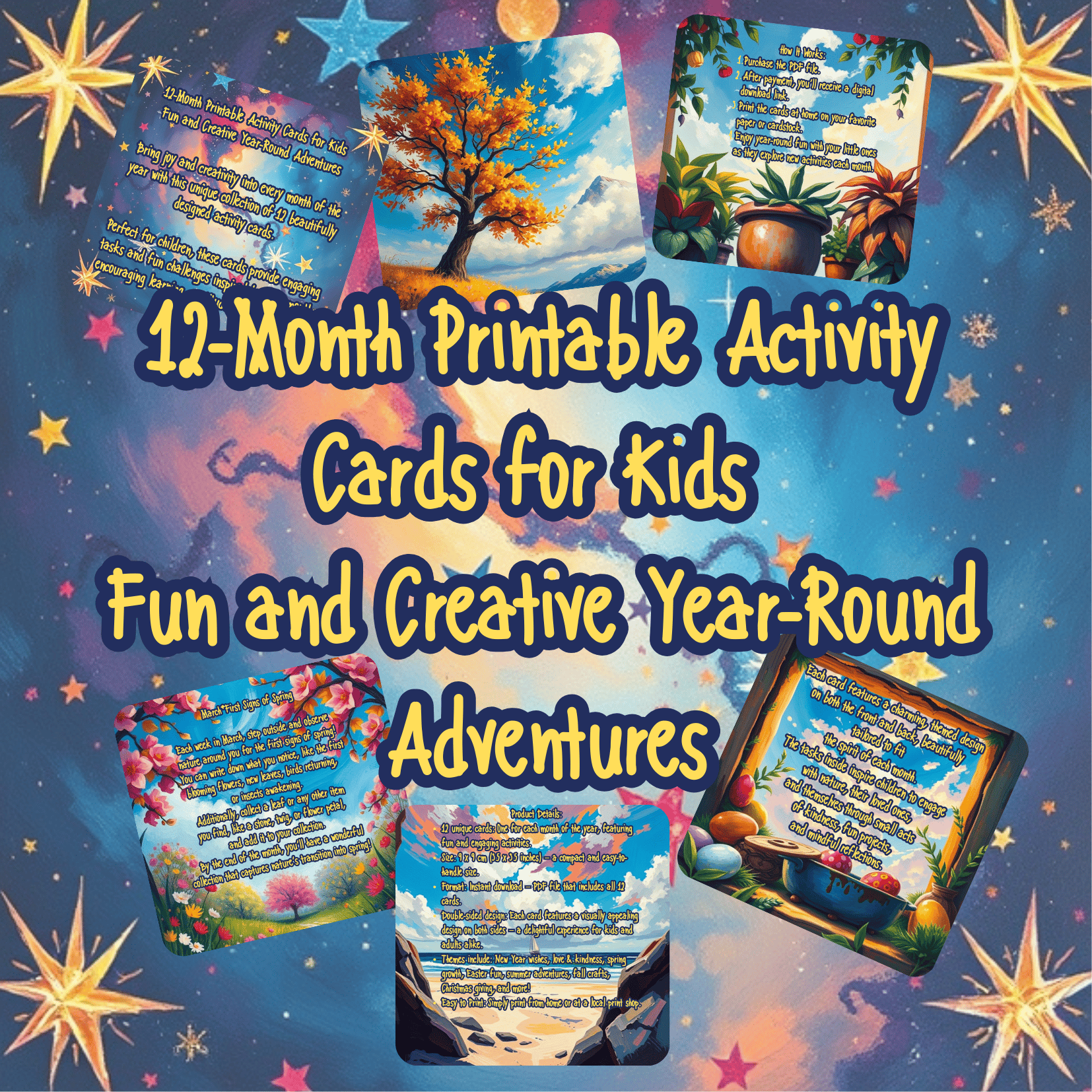 🗓️ 12-Month Printable Activity Cards for Kids - Payhip