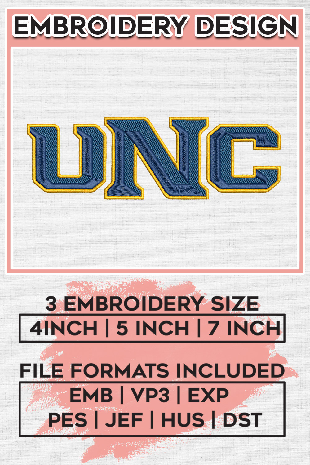 NCAA UNC Football Team Writing Logo Embroidery Designs, NCAA Northern ...
