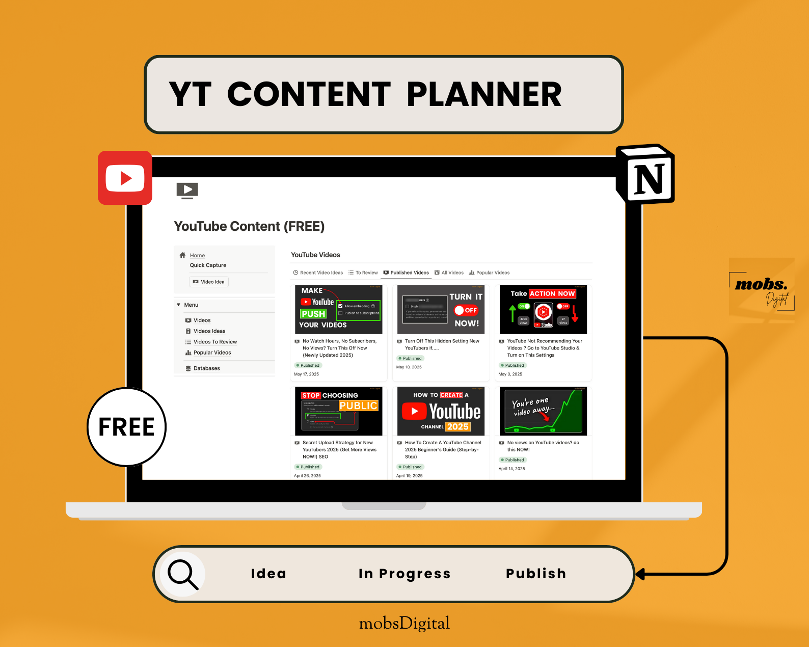 YouTube Content Planner | Notion Free Template - Payhip