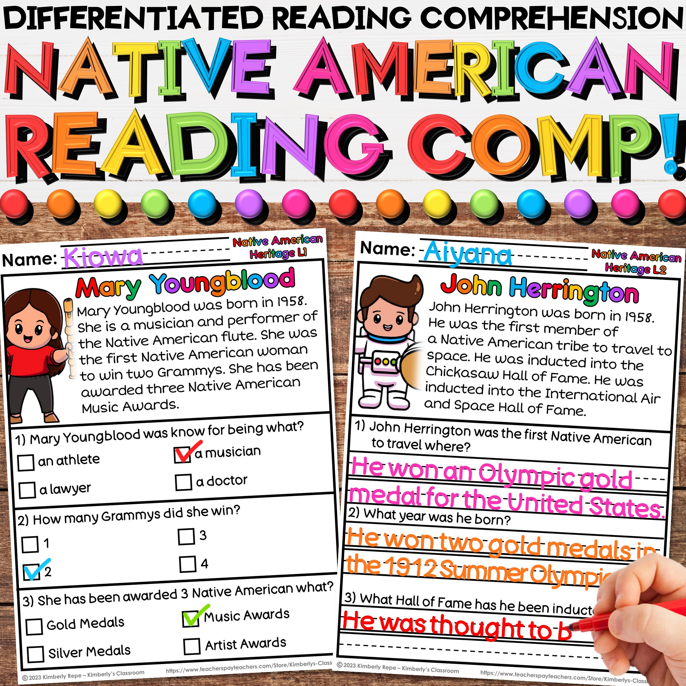 Native American Leaders Reading Comprehension Worksheets for Social ...