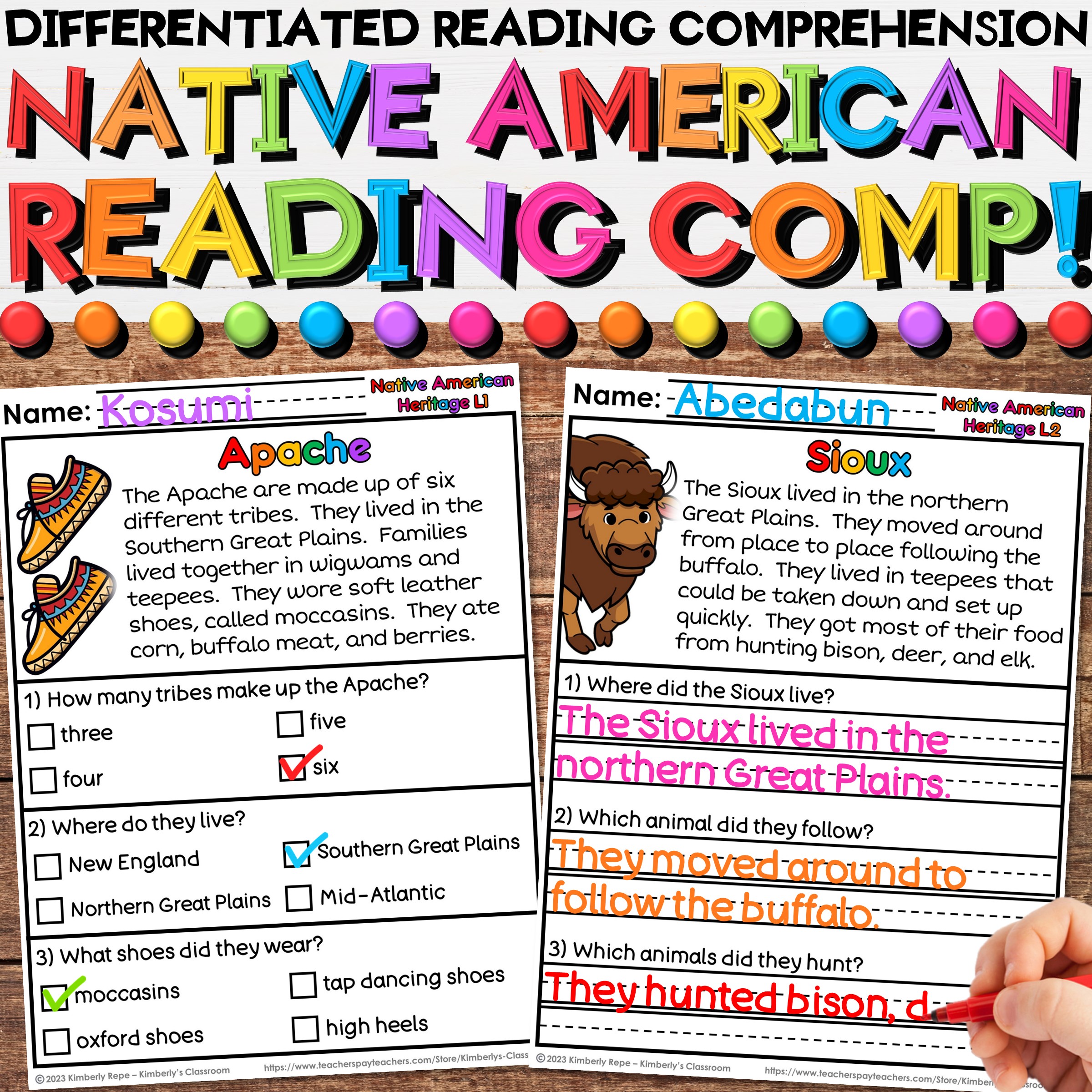 Native American Tribes Reading Comprehension Passages & Activities - Payhip