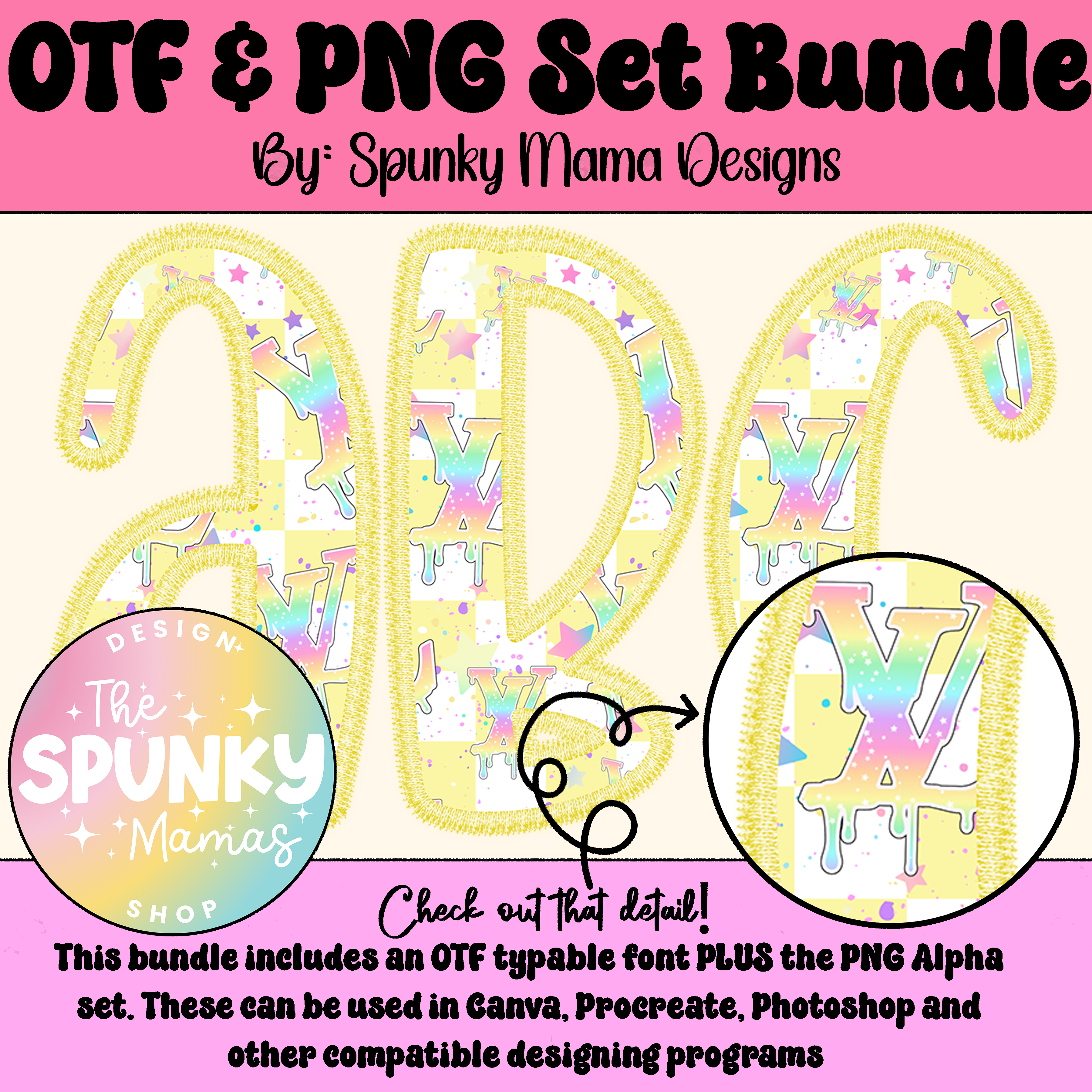 White & Yellow LV OTF Font & Alpha PNG Set - Payhip