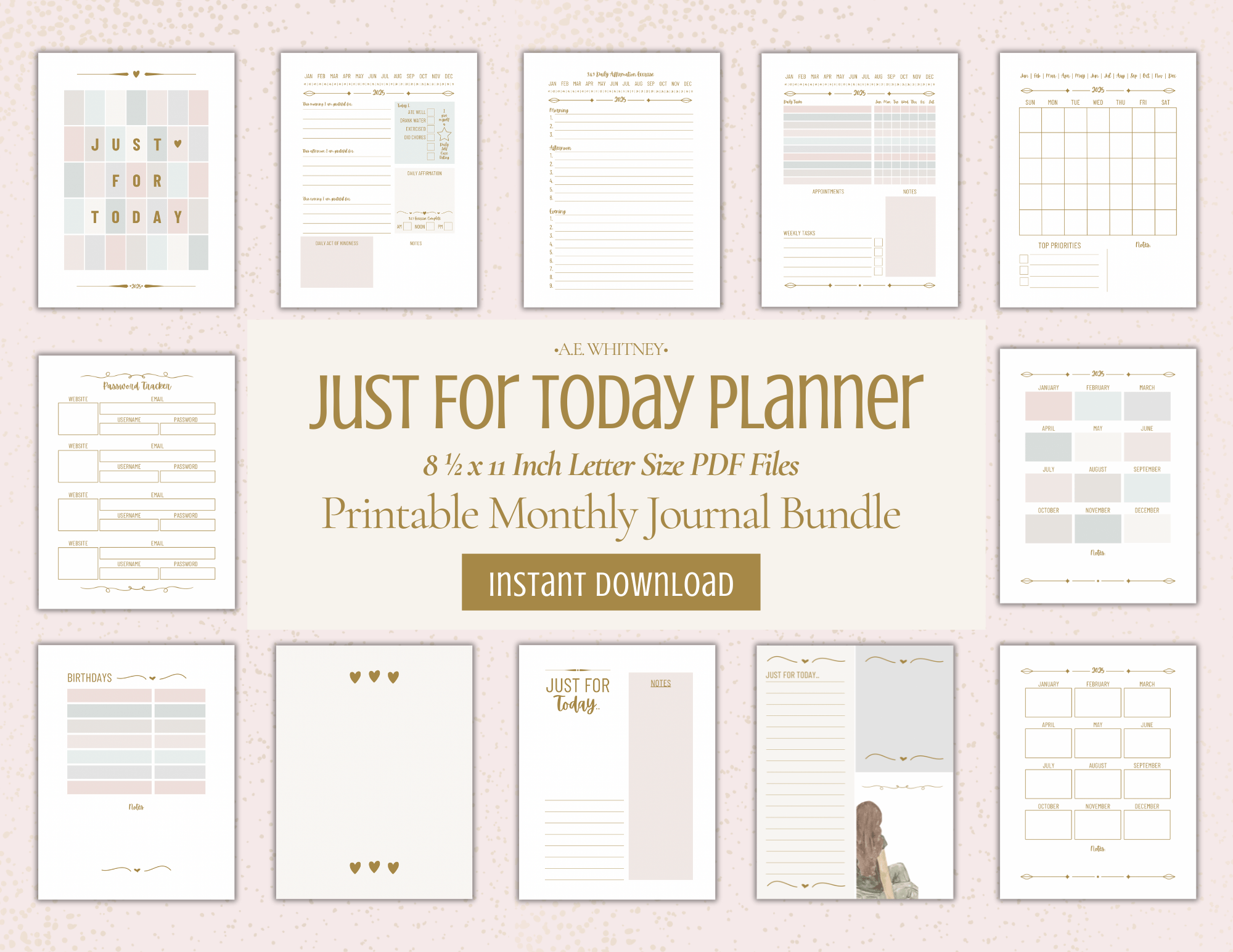 Just For Today Planner Bundle | Instant Download | Printable Journal ...