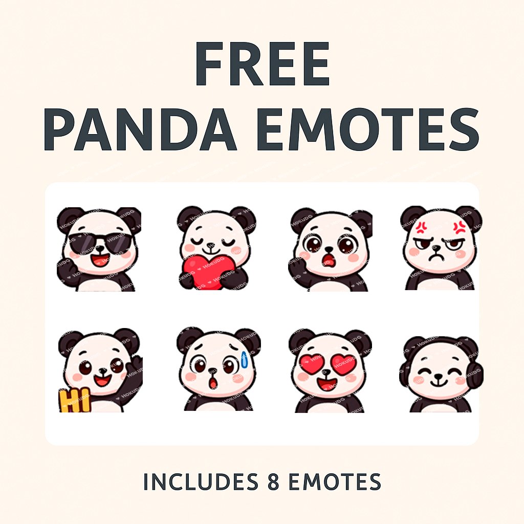 FREE Panda Emotes Pack – 8 Cute Reactions for Twitch & Discord