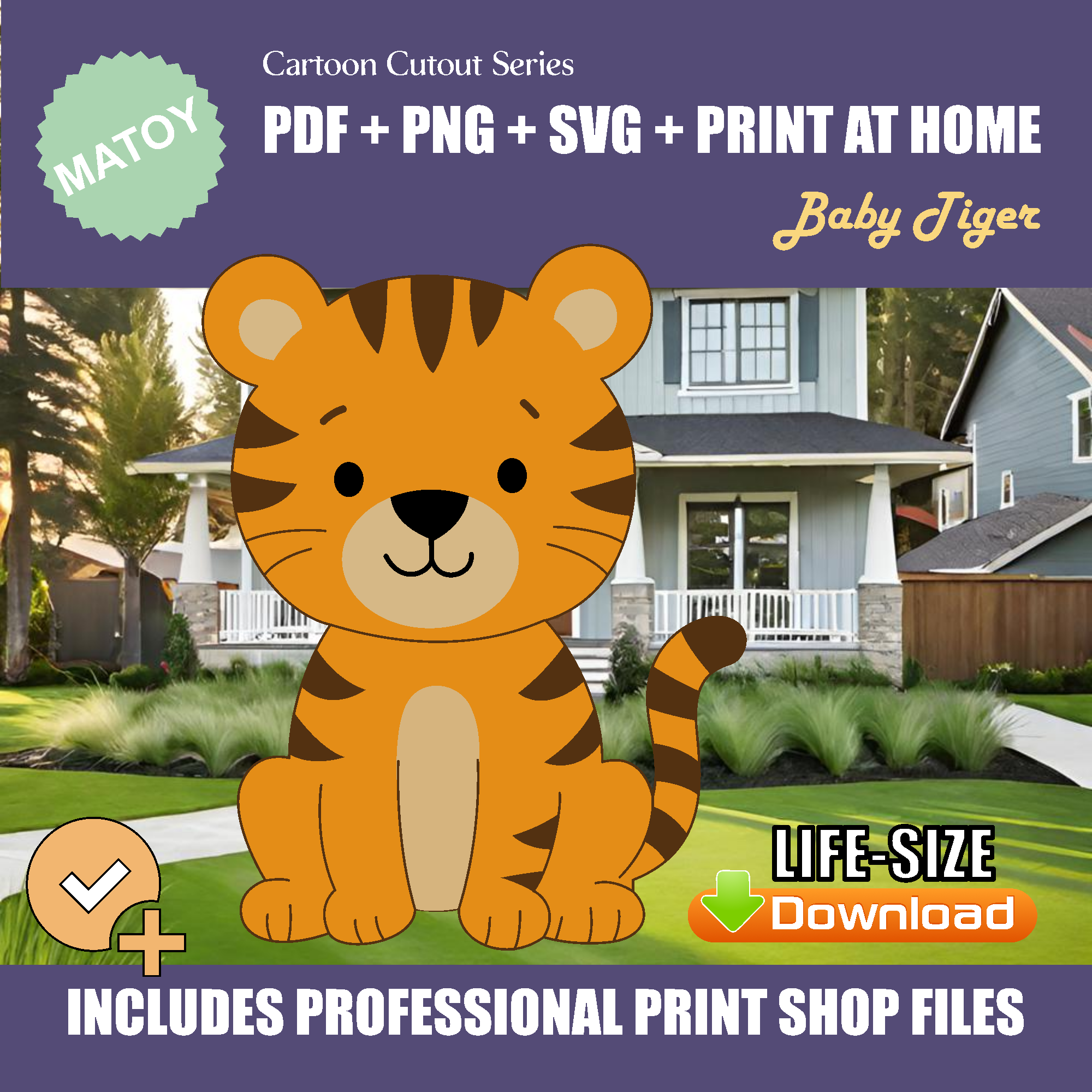 Baby Tiger Wall and Yard Art Pattern | Full-Color Printable ...