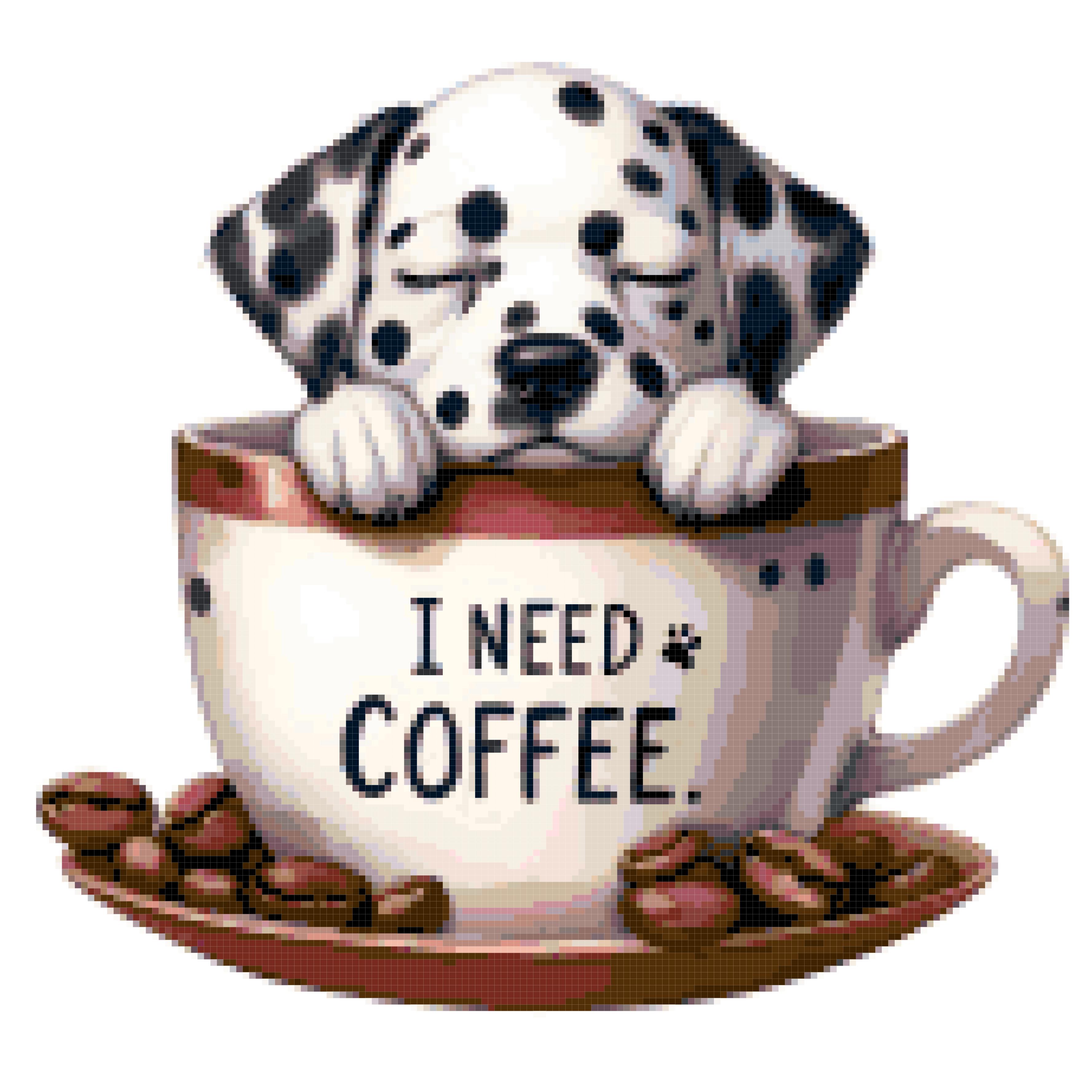 Counted Cross Stitch Pattern Dalmatian Pup Coffee Chart - PDF Digital ...