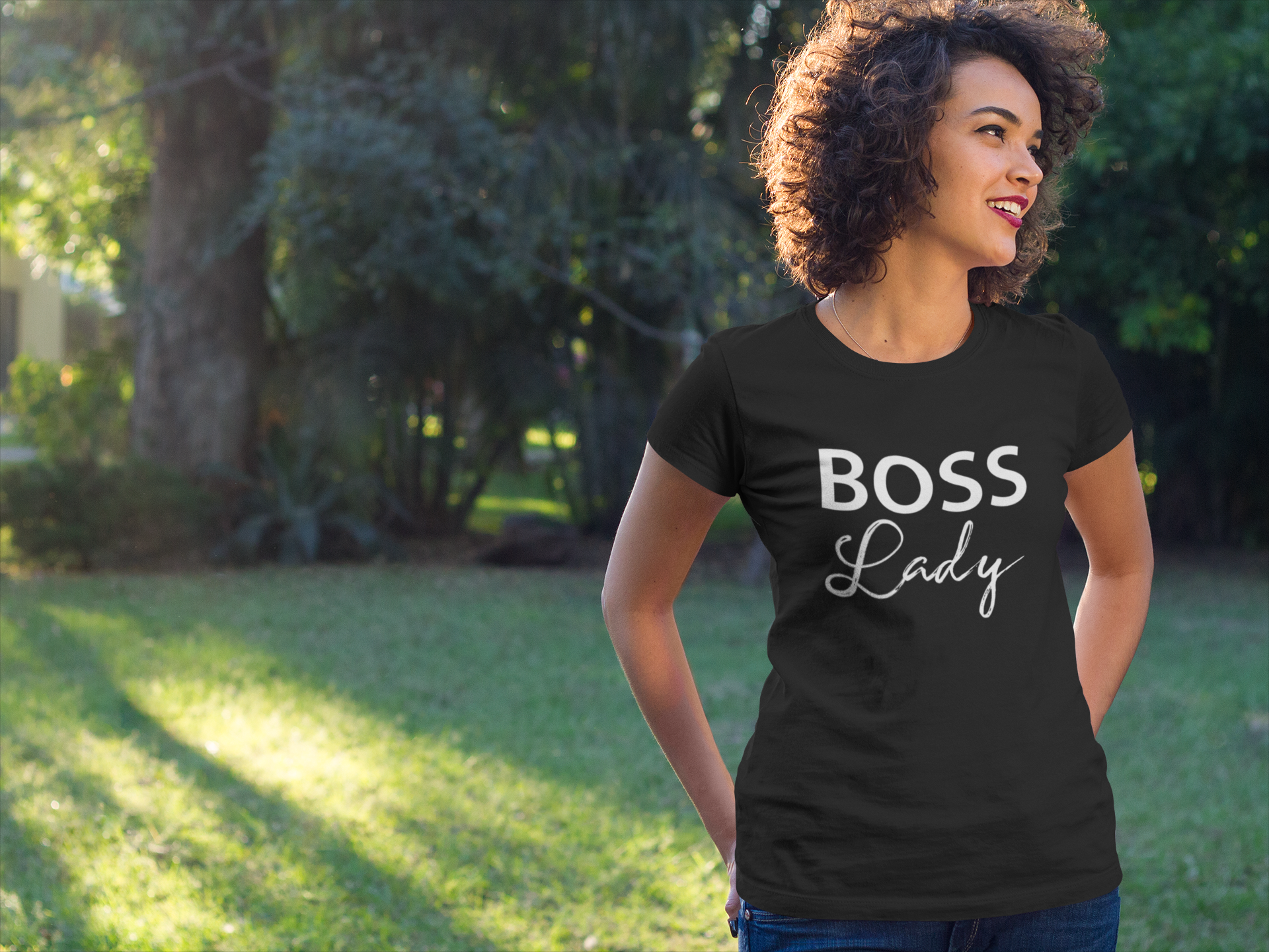 Boss Lady Black t-shirt (white lettering) - Payhip