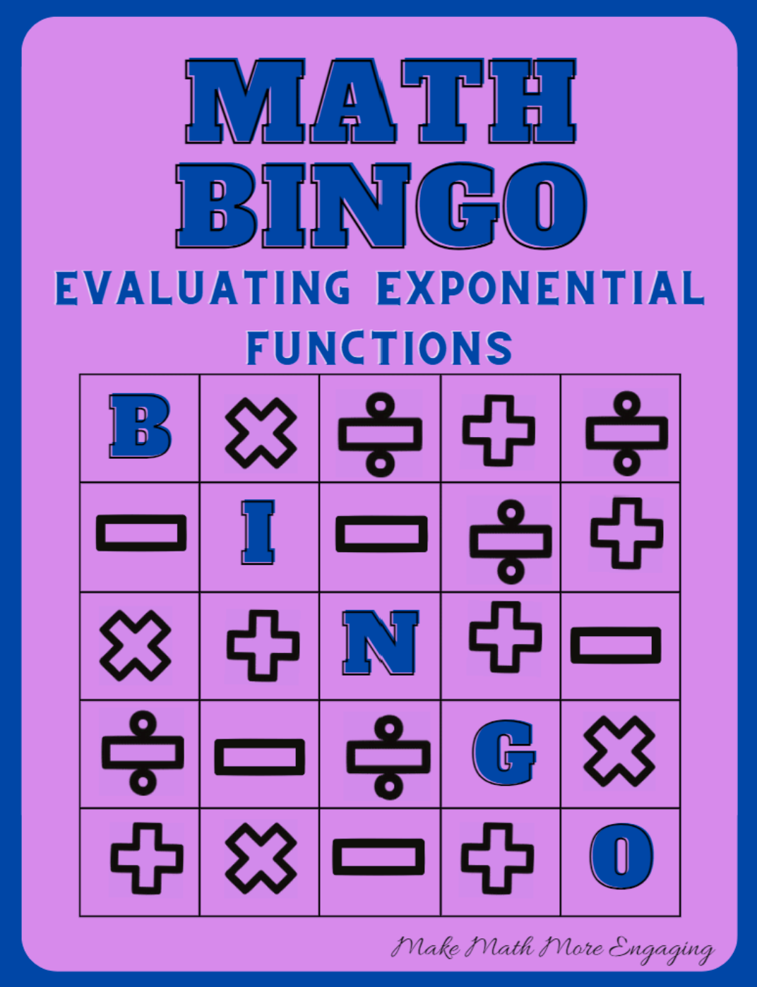MATH BINGO - Evaluating Exponential Functions